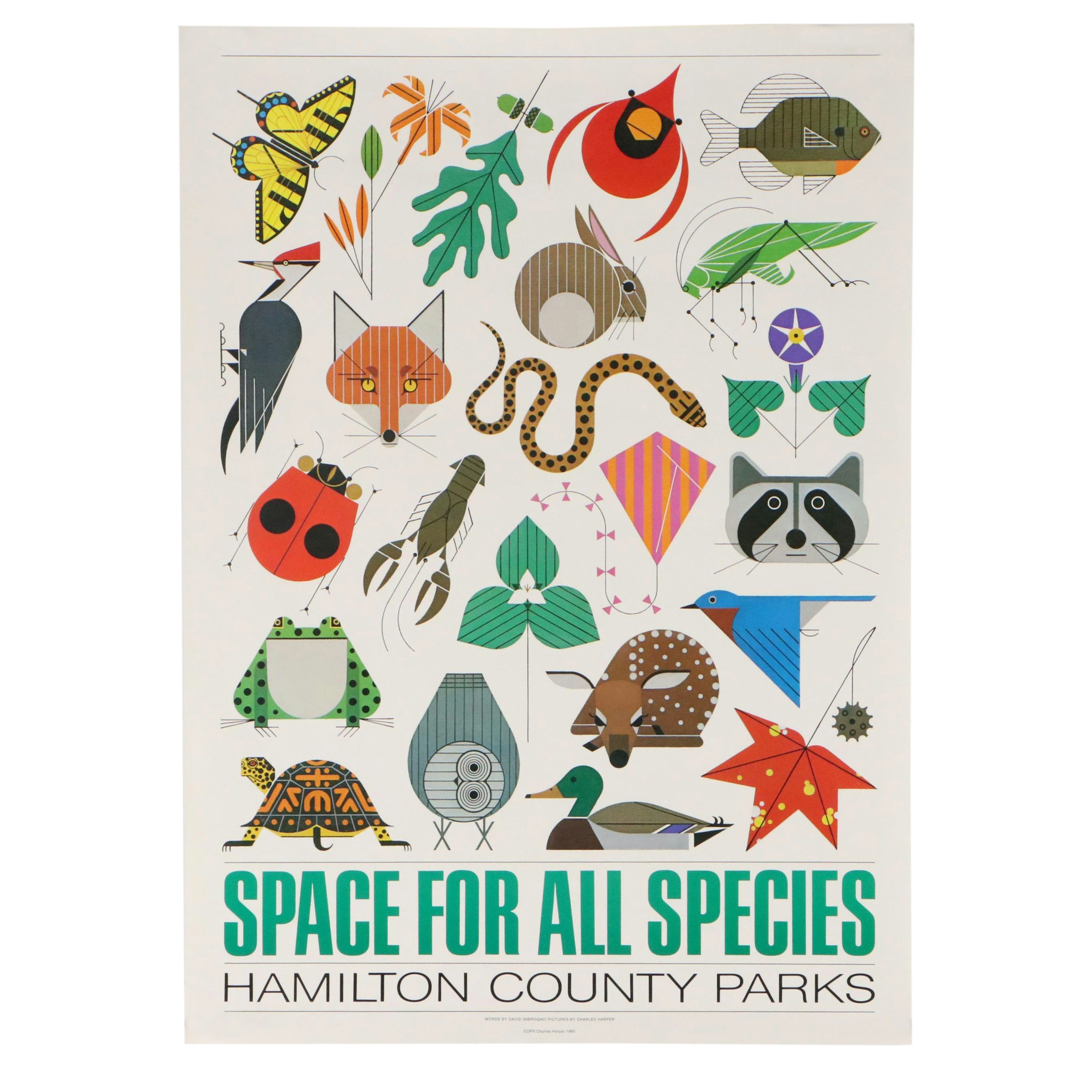 Charley Harper Offset Lithograph Poster "Space for All Species" | EBTH
