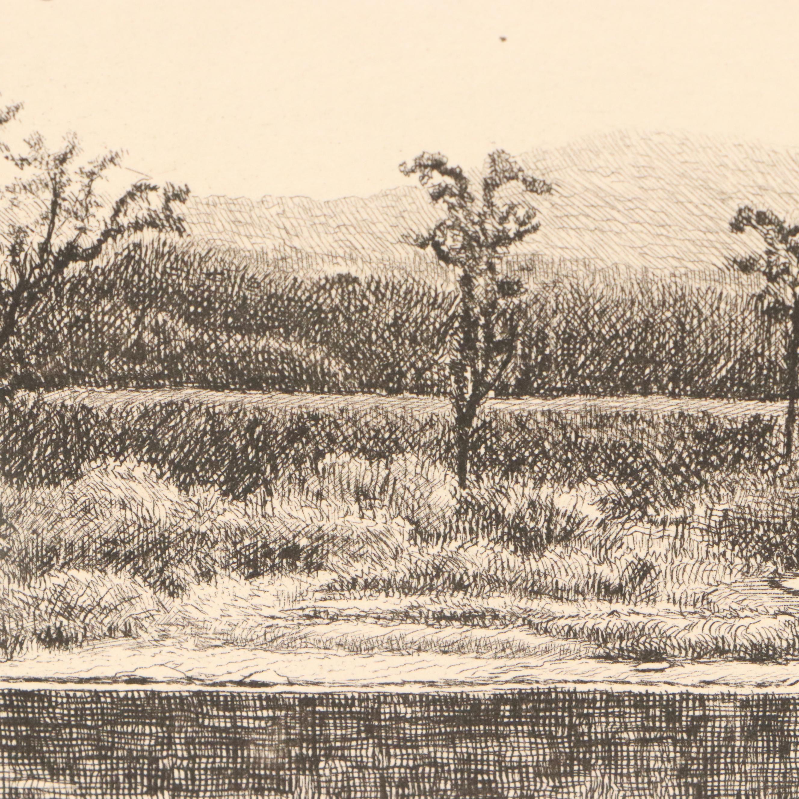 J. Bertram Landscape Engraving "On The Sound" | EBTH