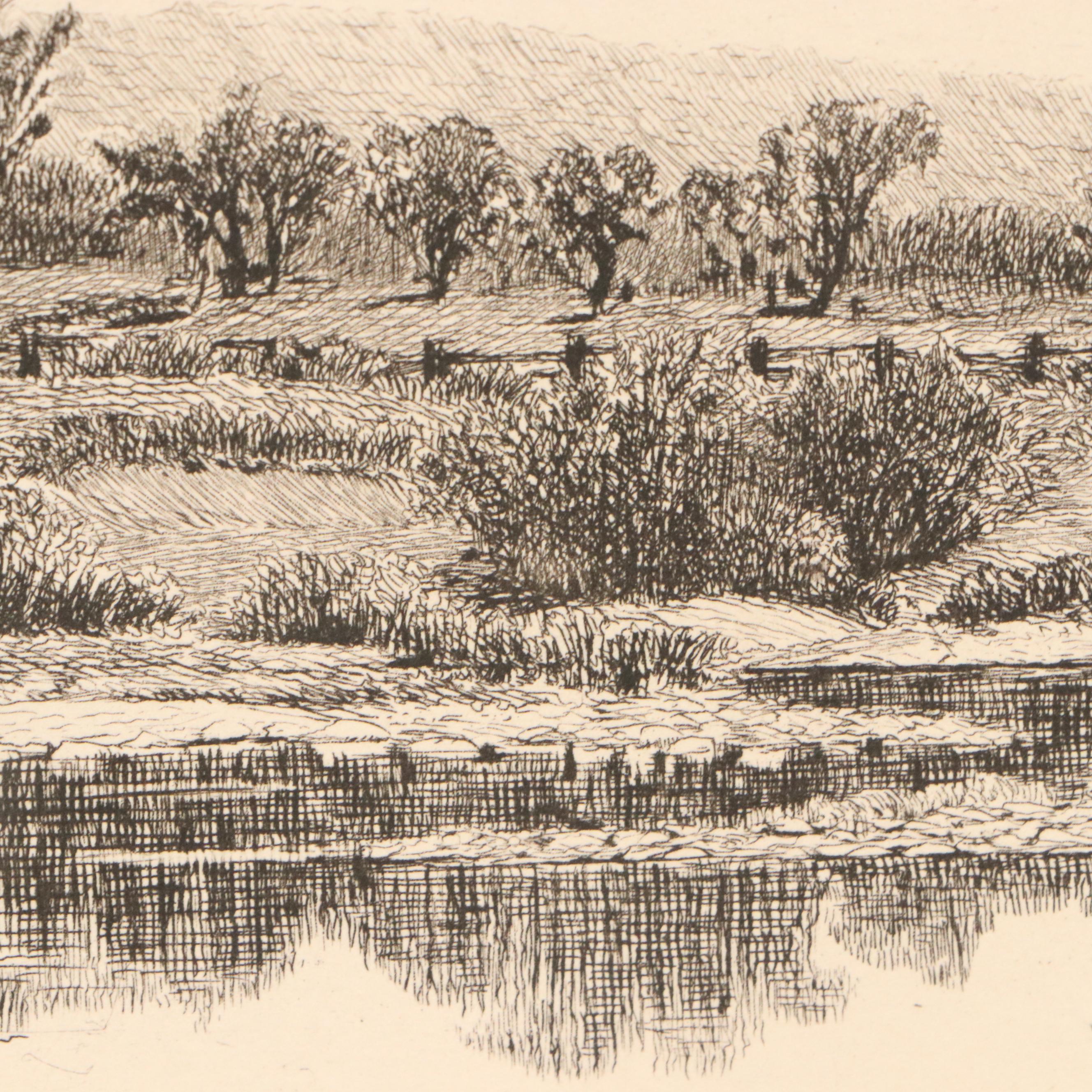 J. Bertram Landscape Engraving "On The Sound" | EBTH