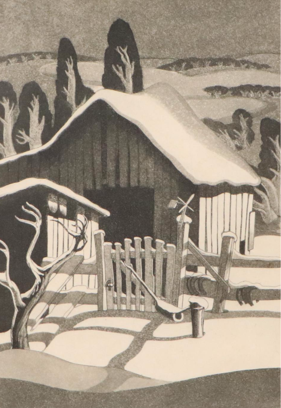 George Jo Mess Etching with Aquatint "Wishing Gate in Winter" | EBTH