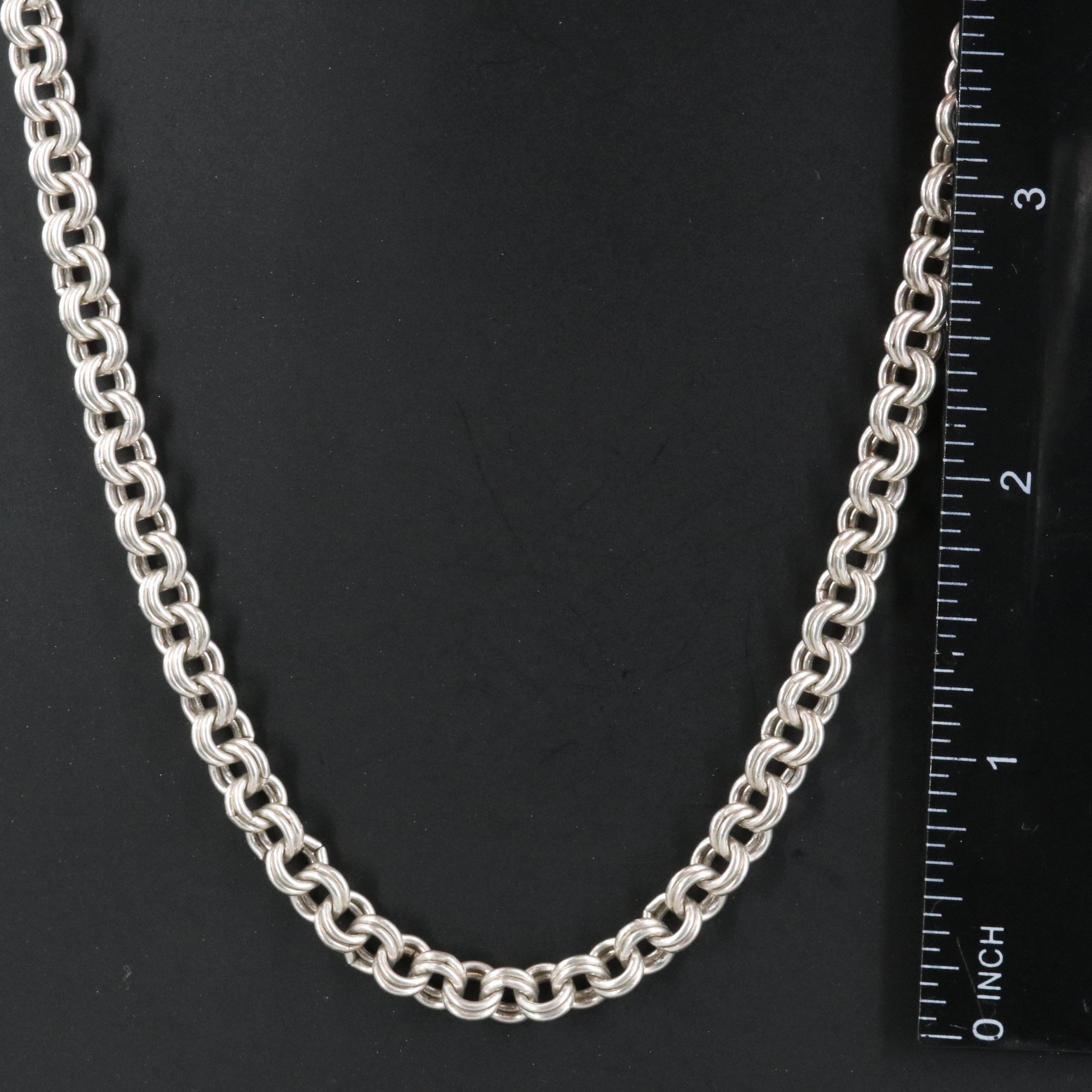 Fine Silver Double Cable Chain Necklace | EBTH