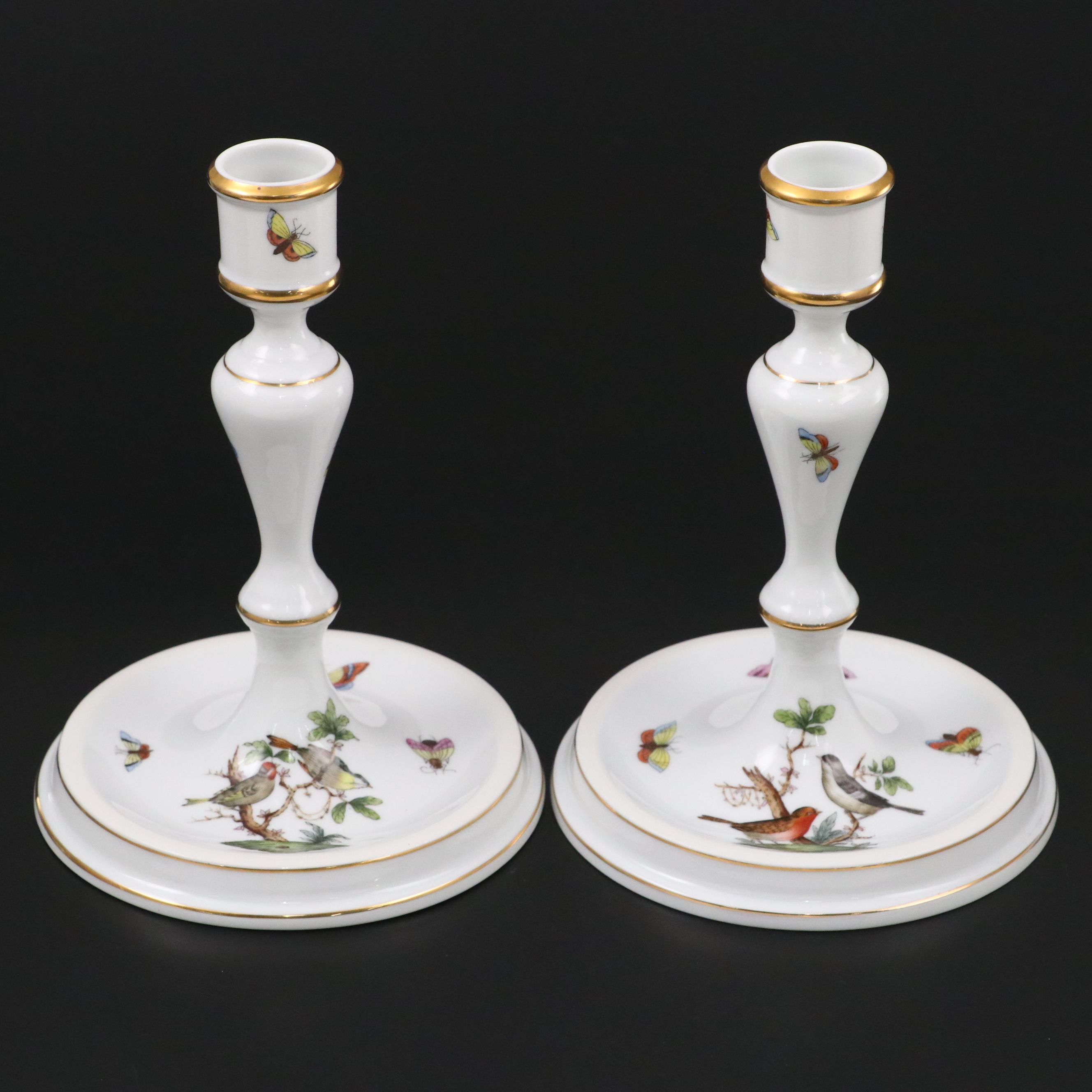 Herend "Rothschild Bird" Porcelain Candle Holders | EBTH