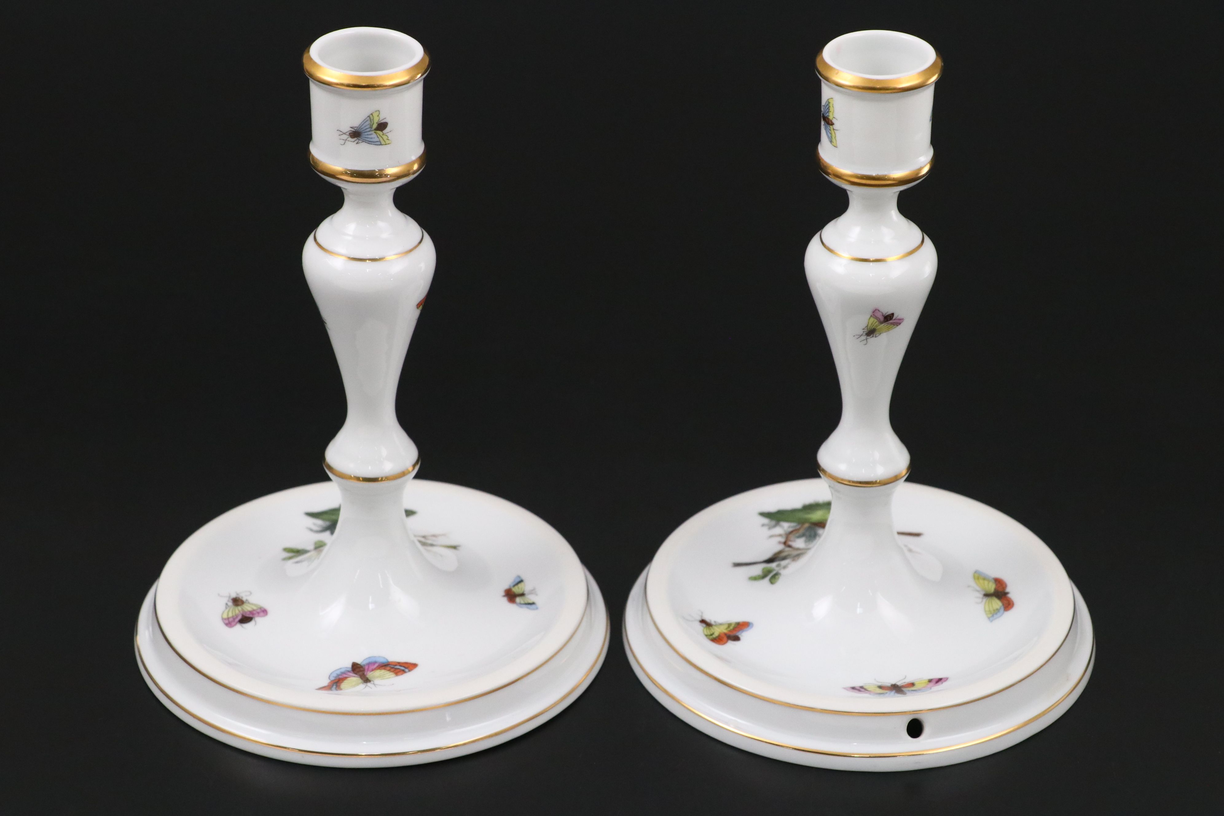 Herend "Rothschild Bird" Porcelain Candle Holders | EBTH