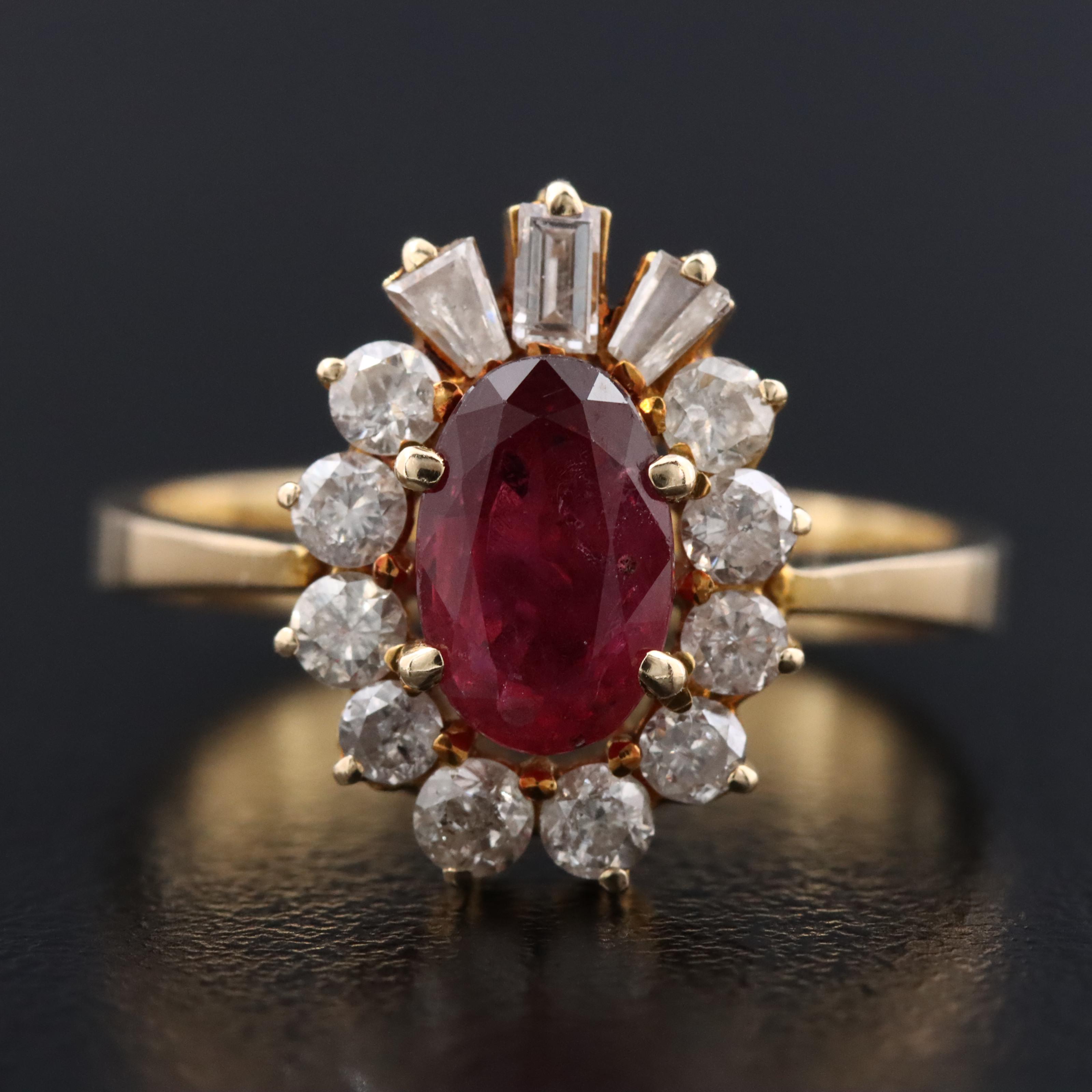 14K Ruby and Diamond Halo Ring | EBTH