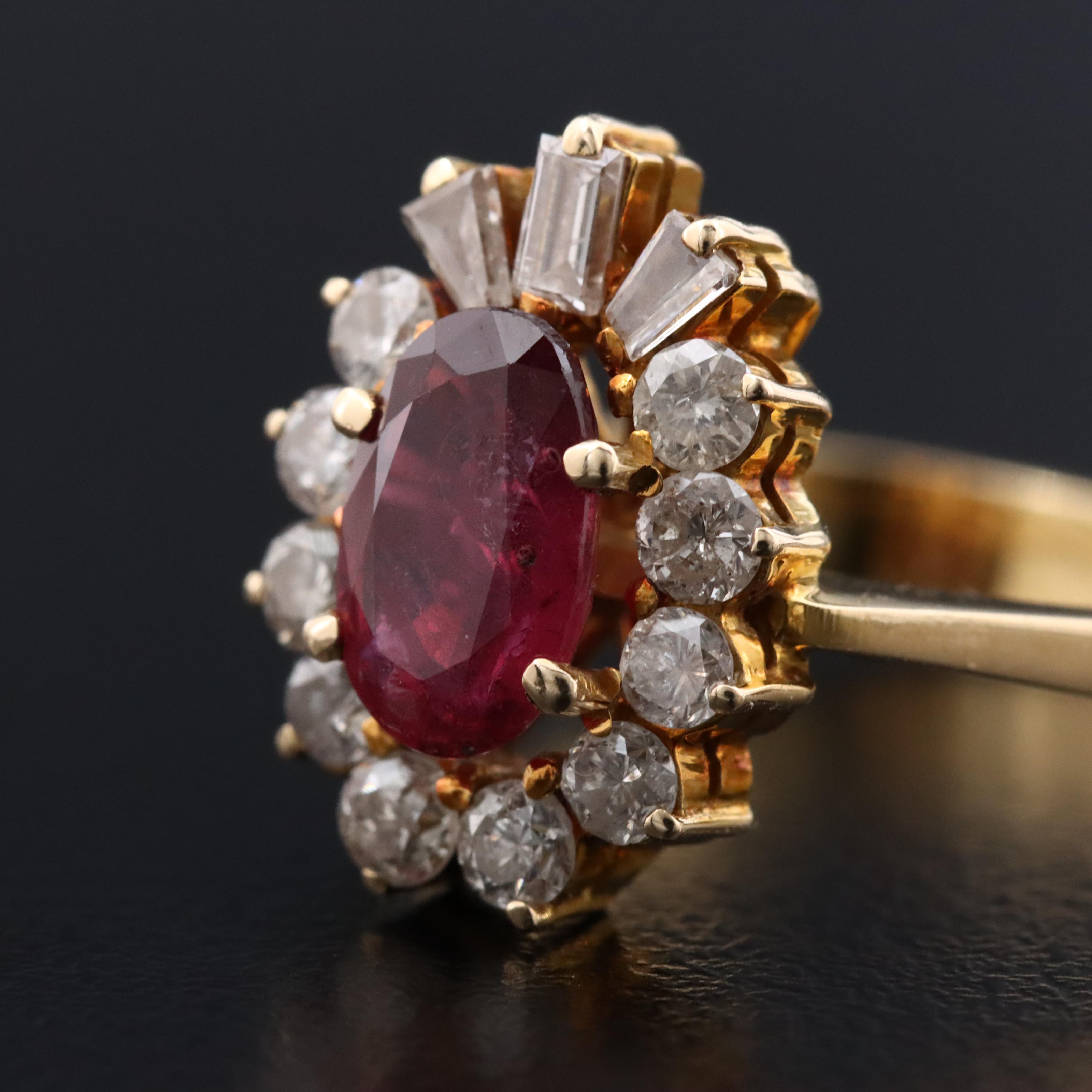 14K Ruby and Diamond Halo Ring | EBTH
