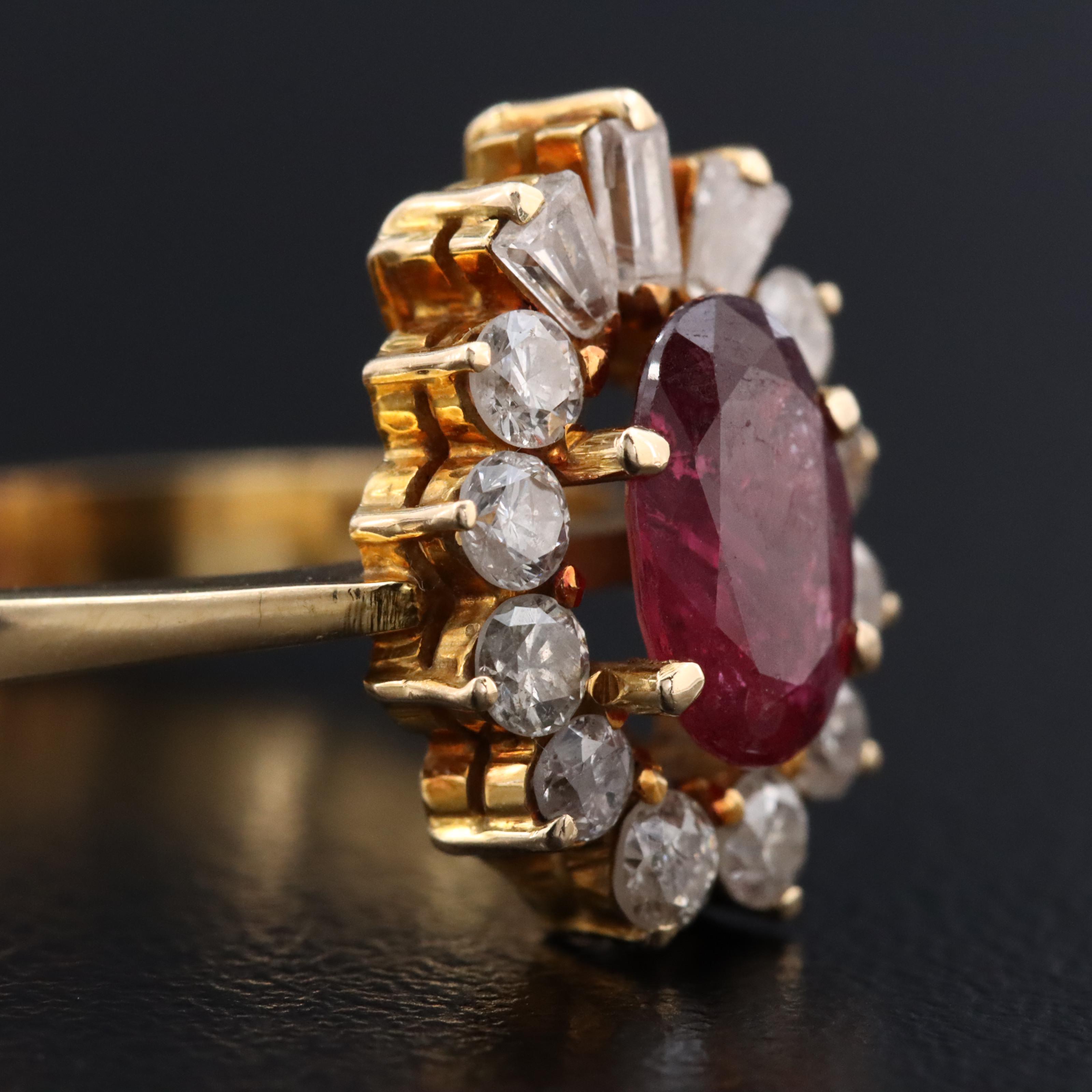 14K Ruby and Diamond Halo Ring | EBTH