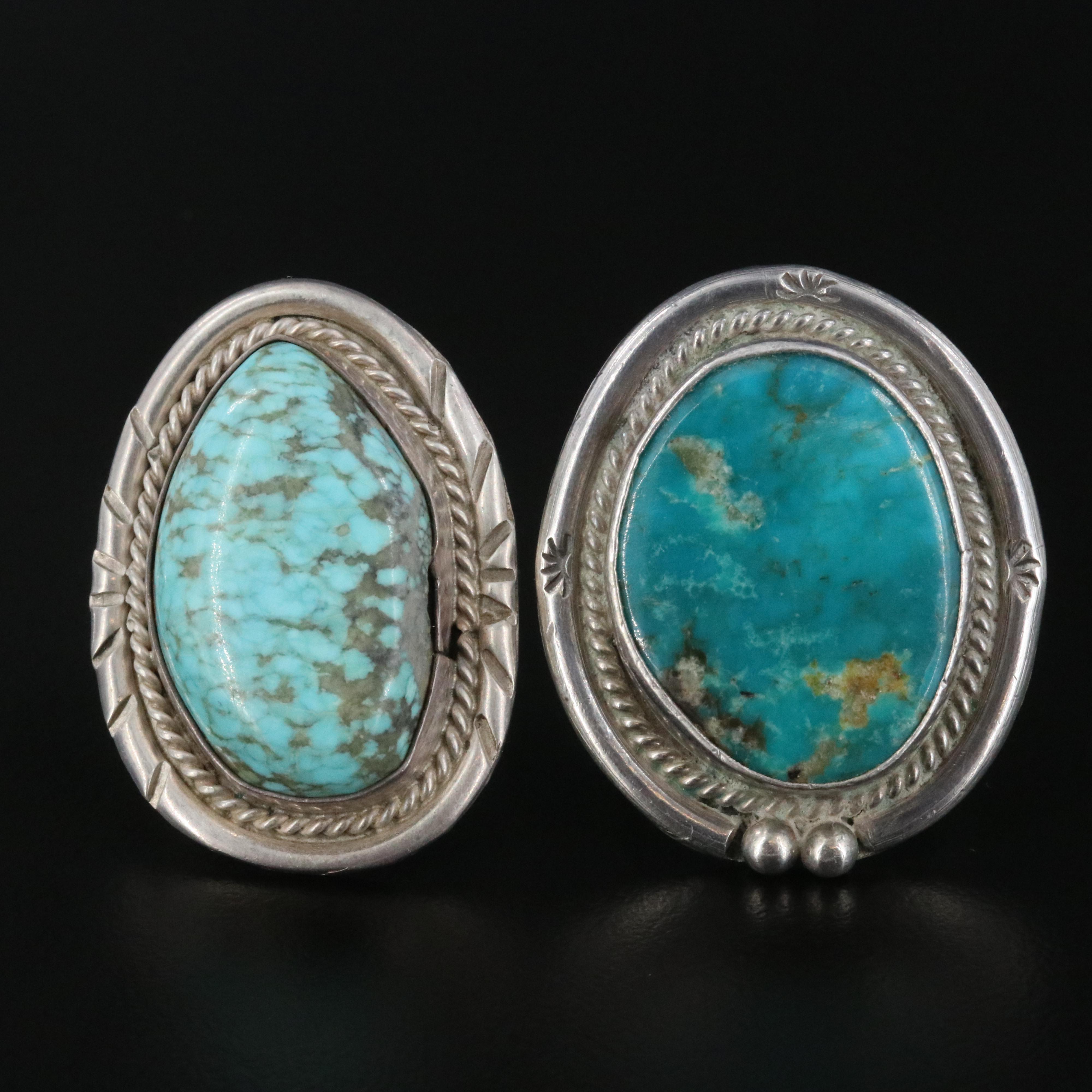 Southwestern Signed Sterling Turquoise Rings | EBTH