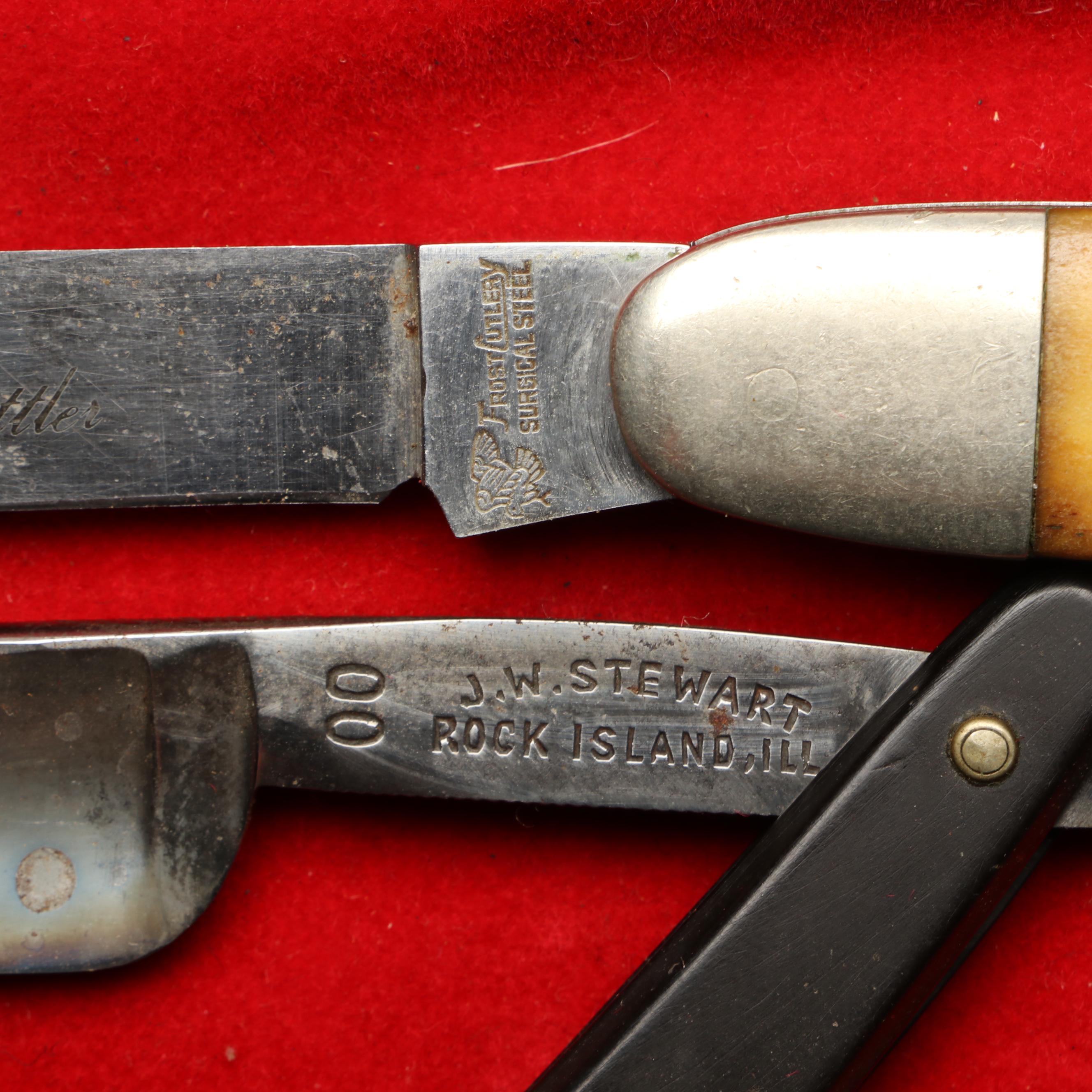 Clauss and J. W. Stewart Straight Razors with Sabre and Other Pocket ...