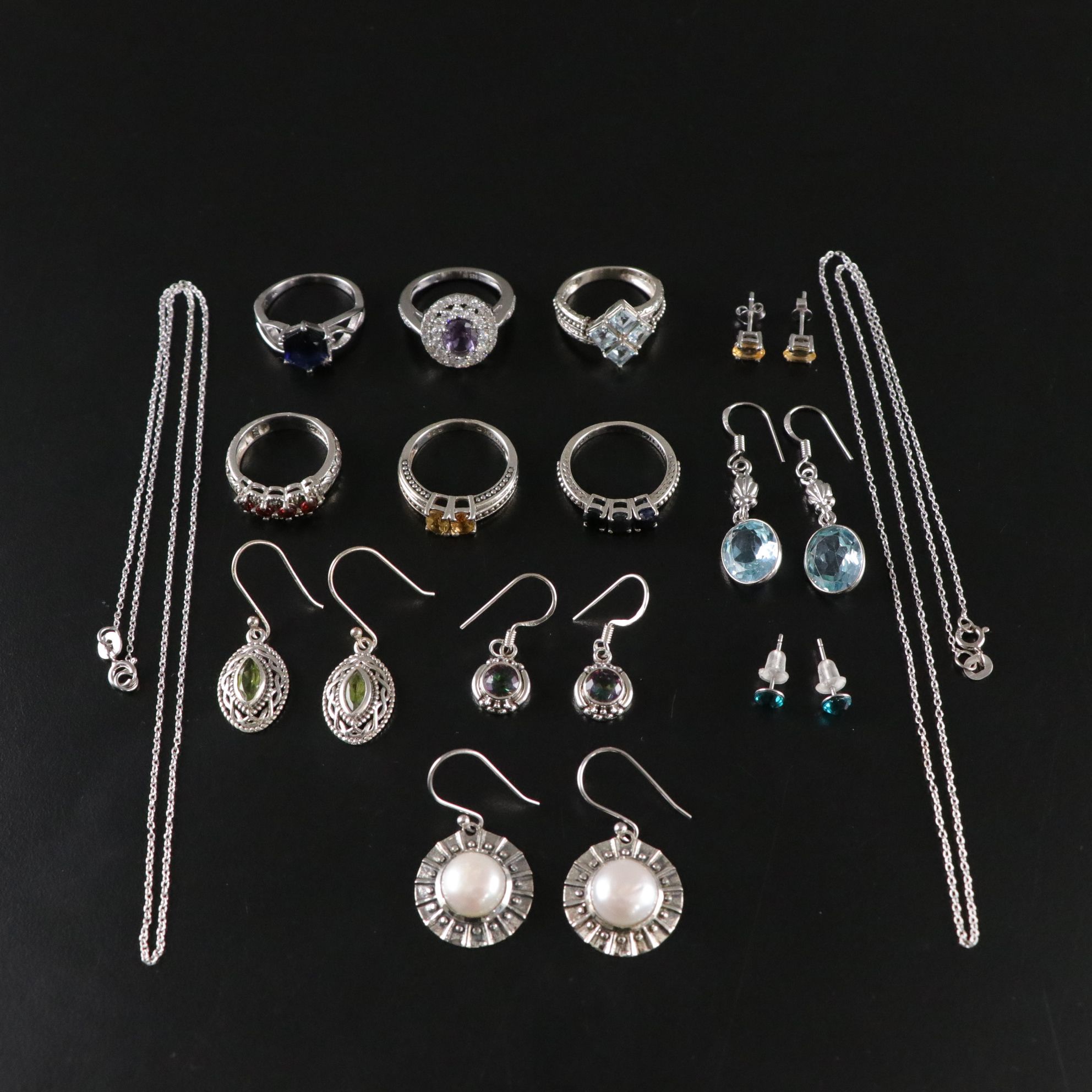 14 Assorted Sterling Silver Rings, Necklaces and Earrings | EBTH
