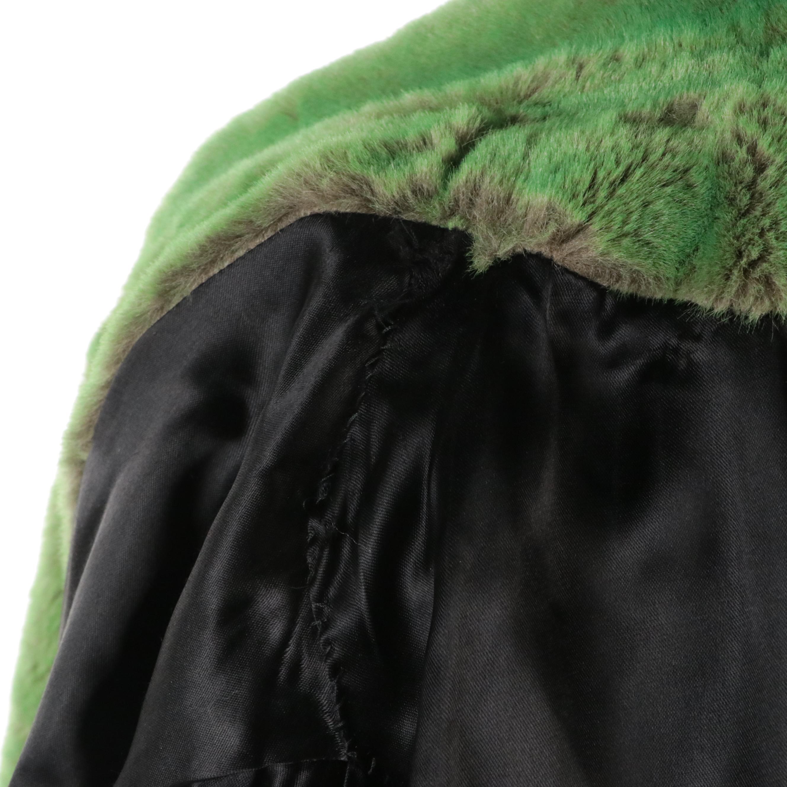 La Coat by Tissavel Double-Breasted Jacket in Green-Tipped Tan Faux Fur ...