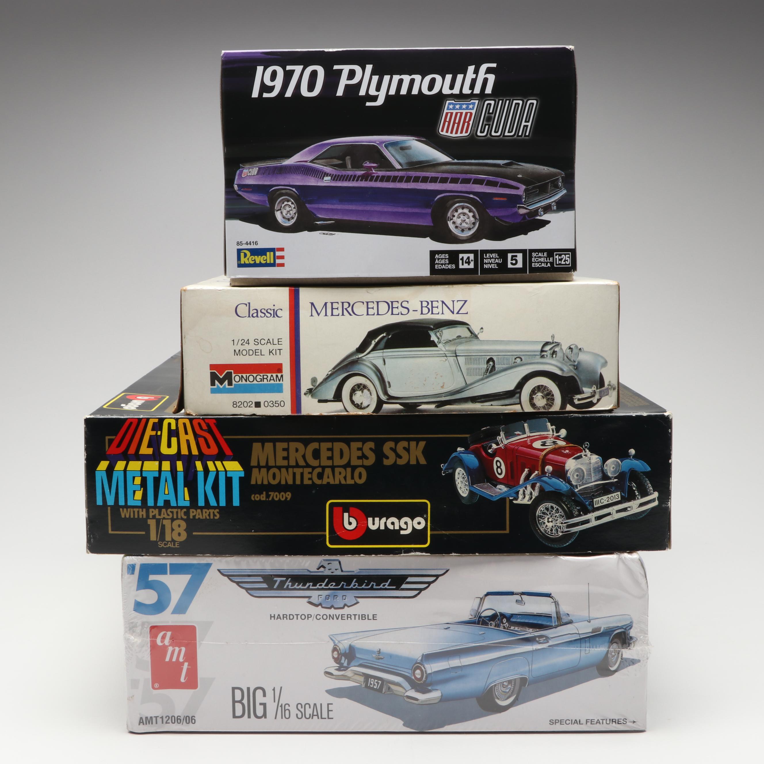 Revell 1970 Plymouth Cuda with Other Mercedes and Thunderbird Model ...