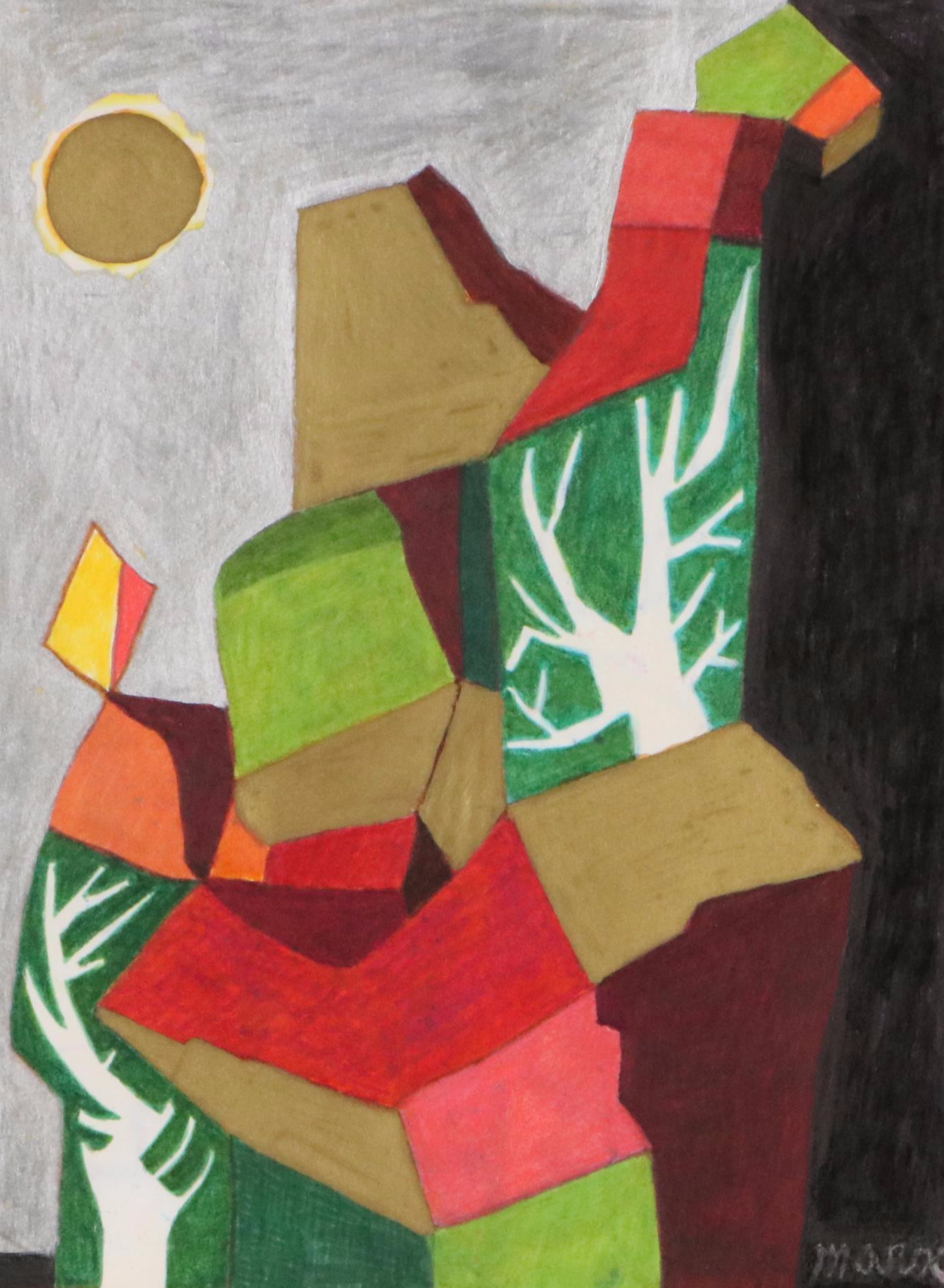 Evelyn Marx Mixed Media Drawing "The Summit," Late 20th Century | EBTH