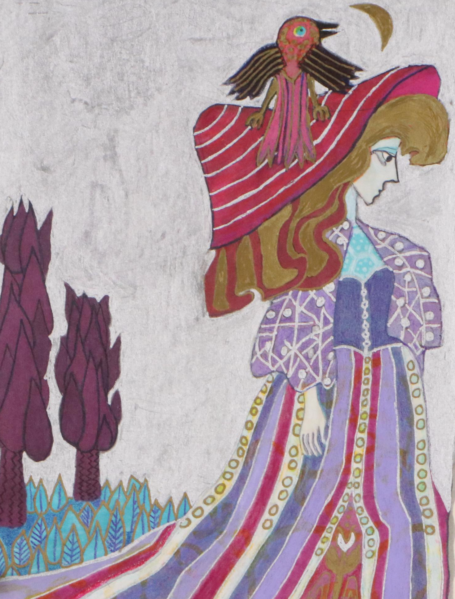 Evelyn Marx Mixed Media Drawing "Resting Bird," Late 20th Century | EBTH