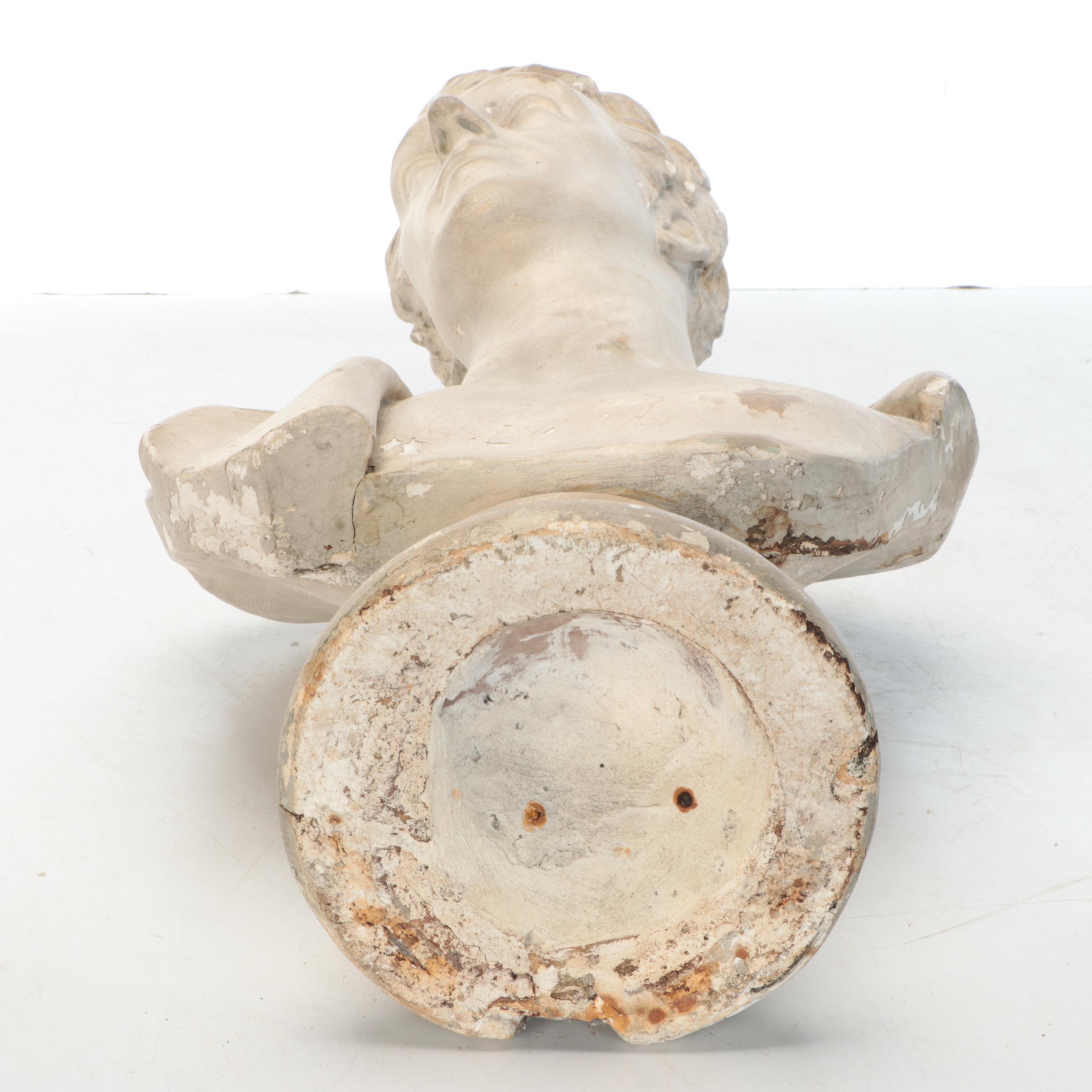 Painted Cast Plaster Bust of Man, 19th Century | EBTH