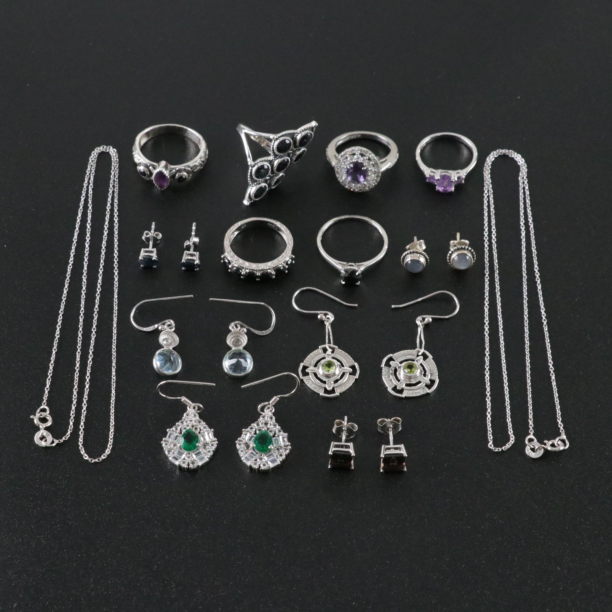 14 Assorted Sterling Silver Rings, Necklaces and Earrings | EBTH