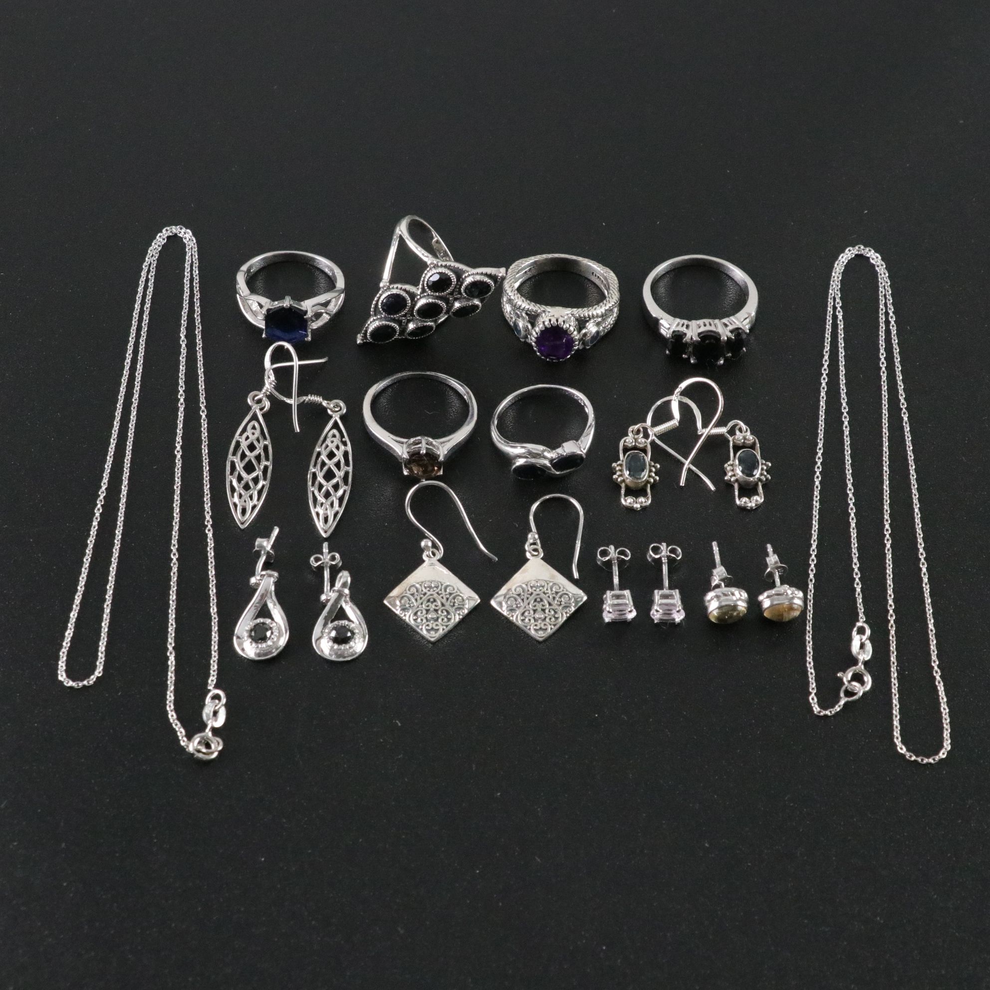 14 Assorted Sterling Silver Rings, Necklaces and Earrings | EBTH