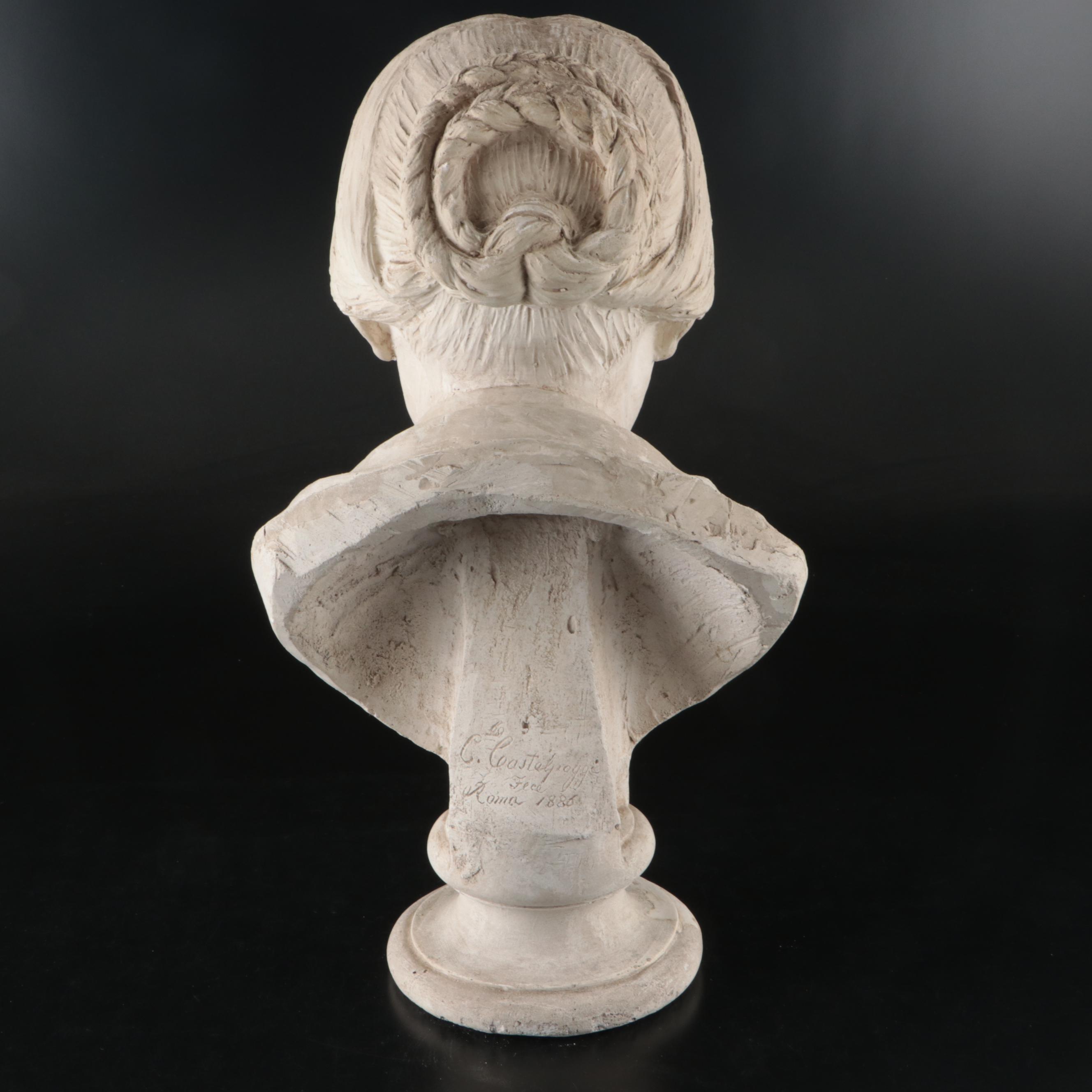 Artist Signed Plaster Bust of Elderly Woman, 1886 | EBTH