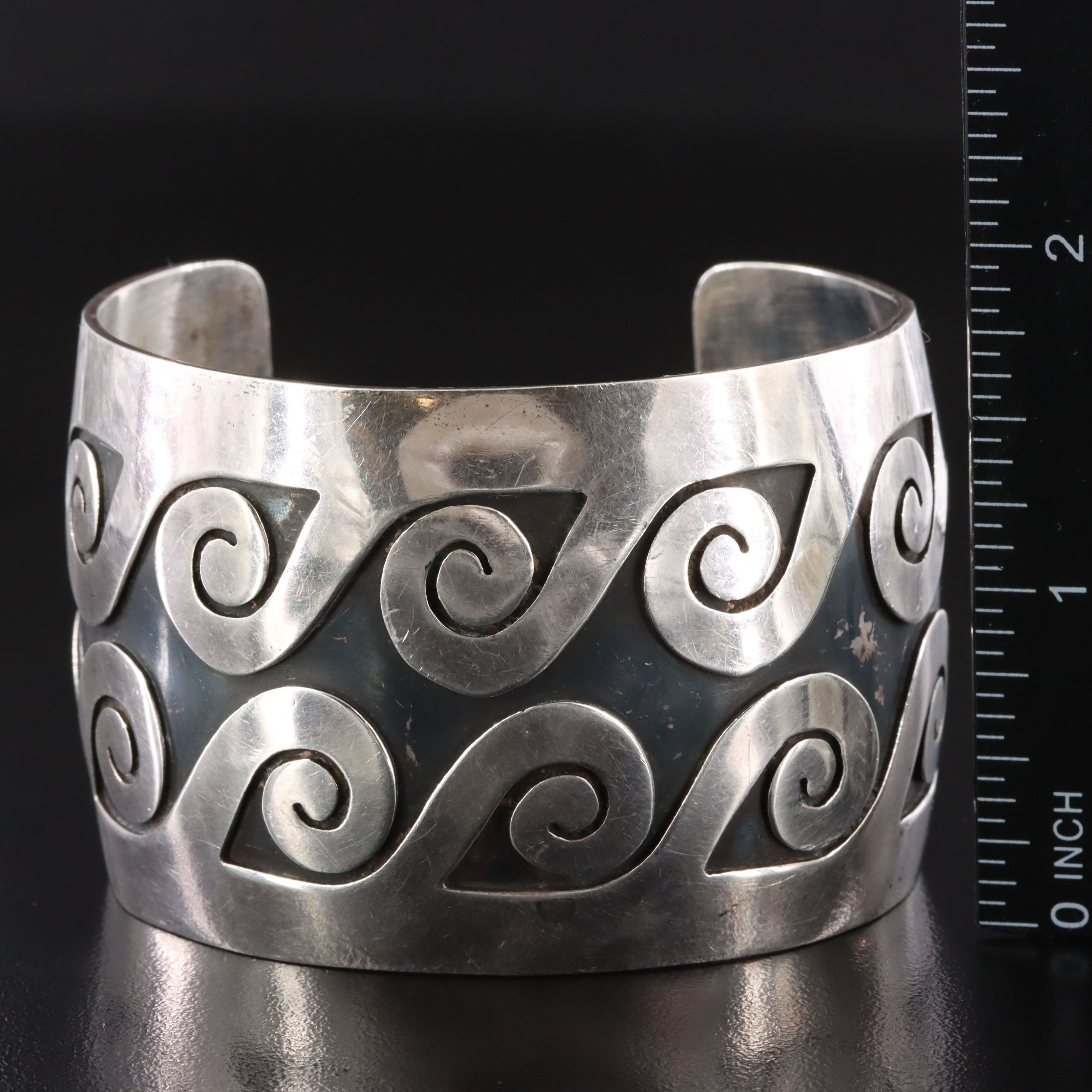 Lewis Lomay (Lomayesva) Hopi Sterling Overlay Cuff Bracelet | EBTH