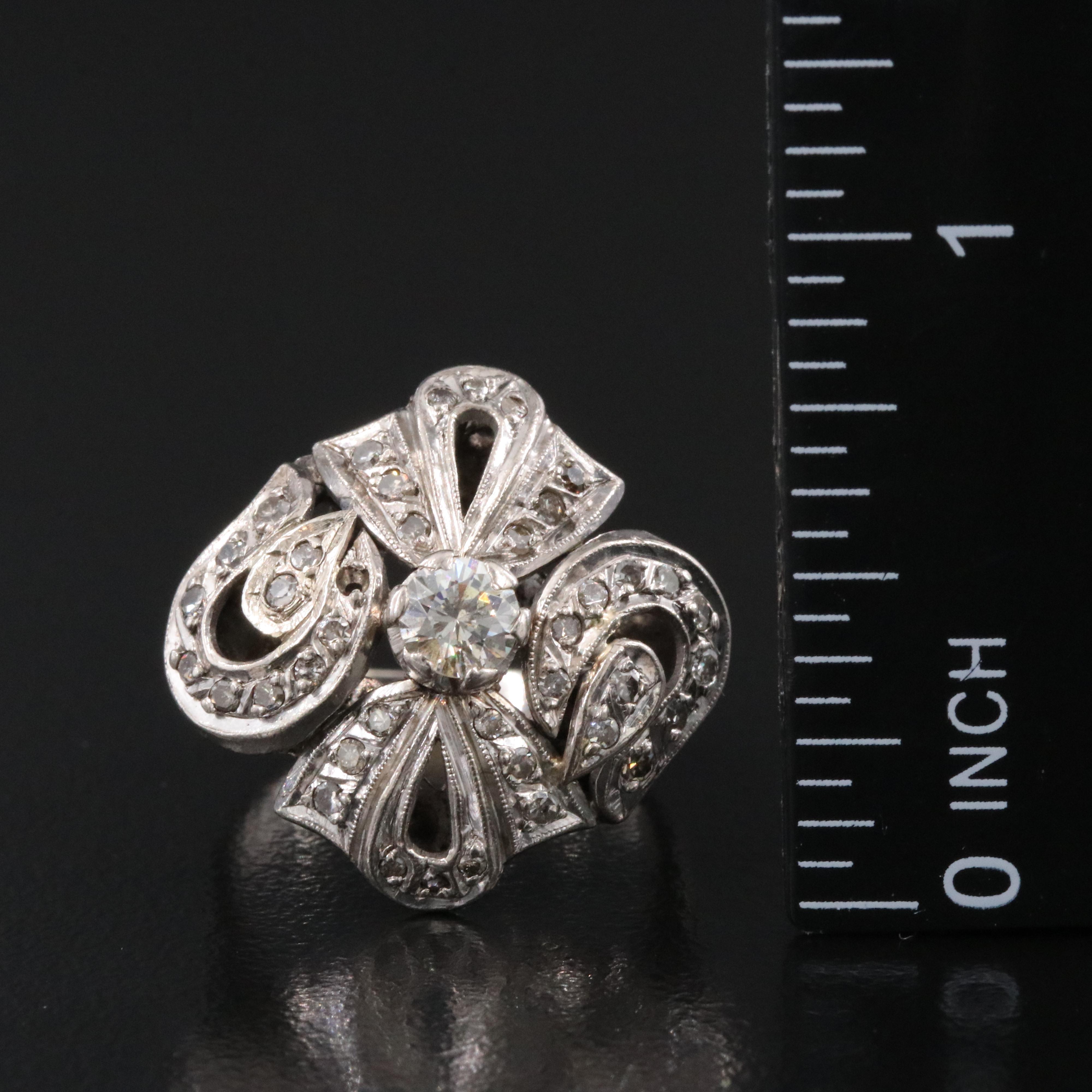 Vintage Silver Gold Palladium Alloy 0.62 CTW Diamond Ring | EBTH