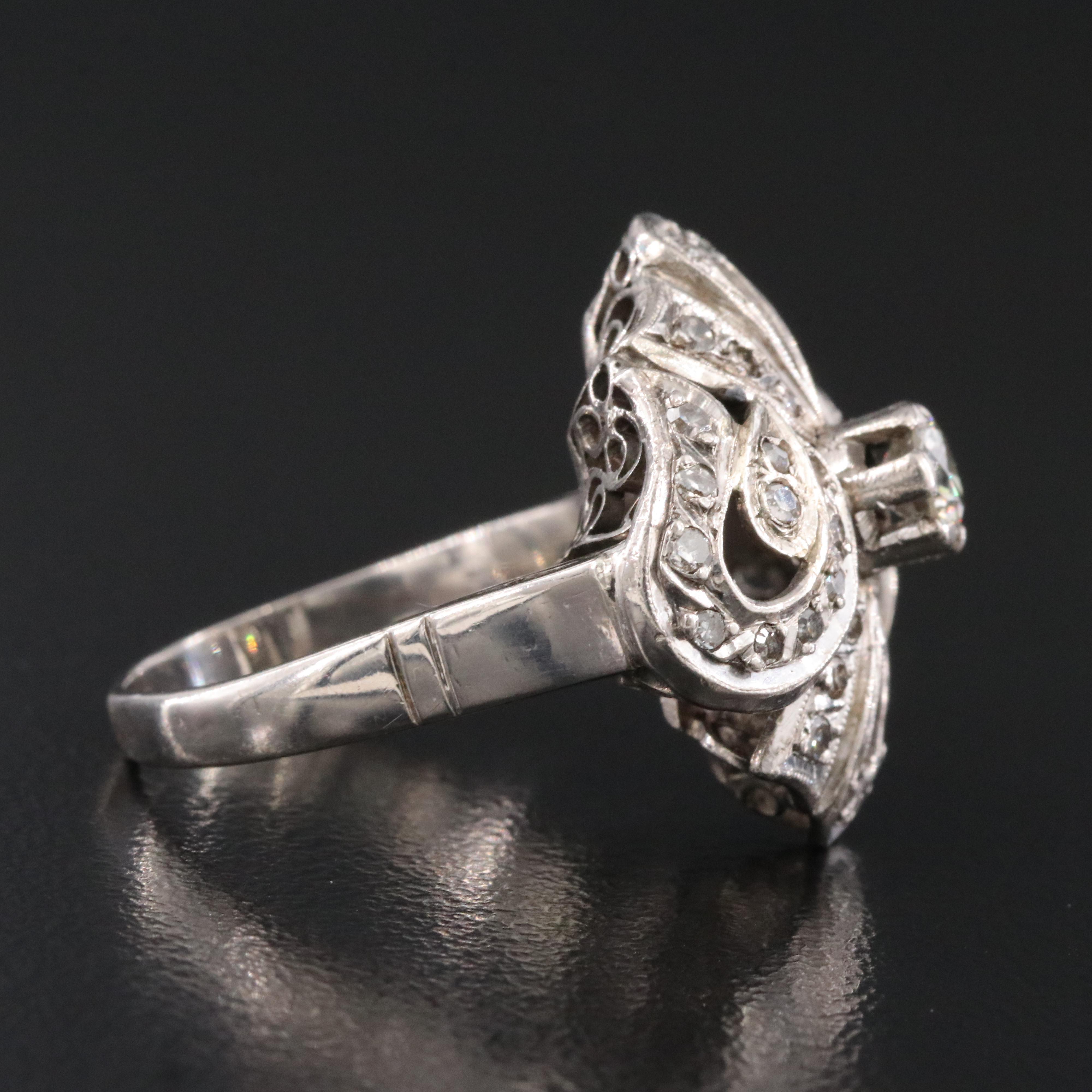 Vintage Silver Gold Palladium Alloy 0.62 CTW Diamond Ring | EBTH