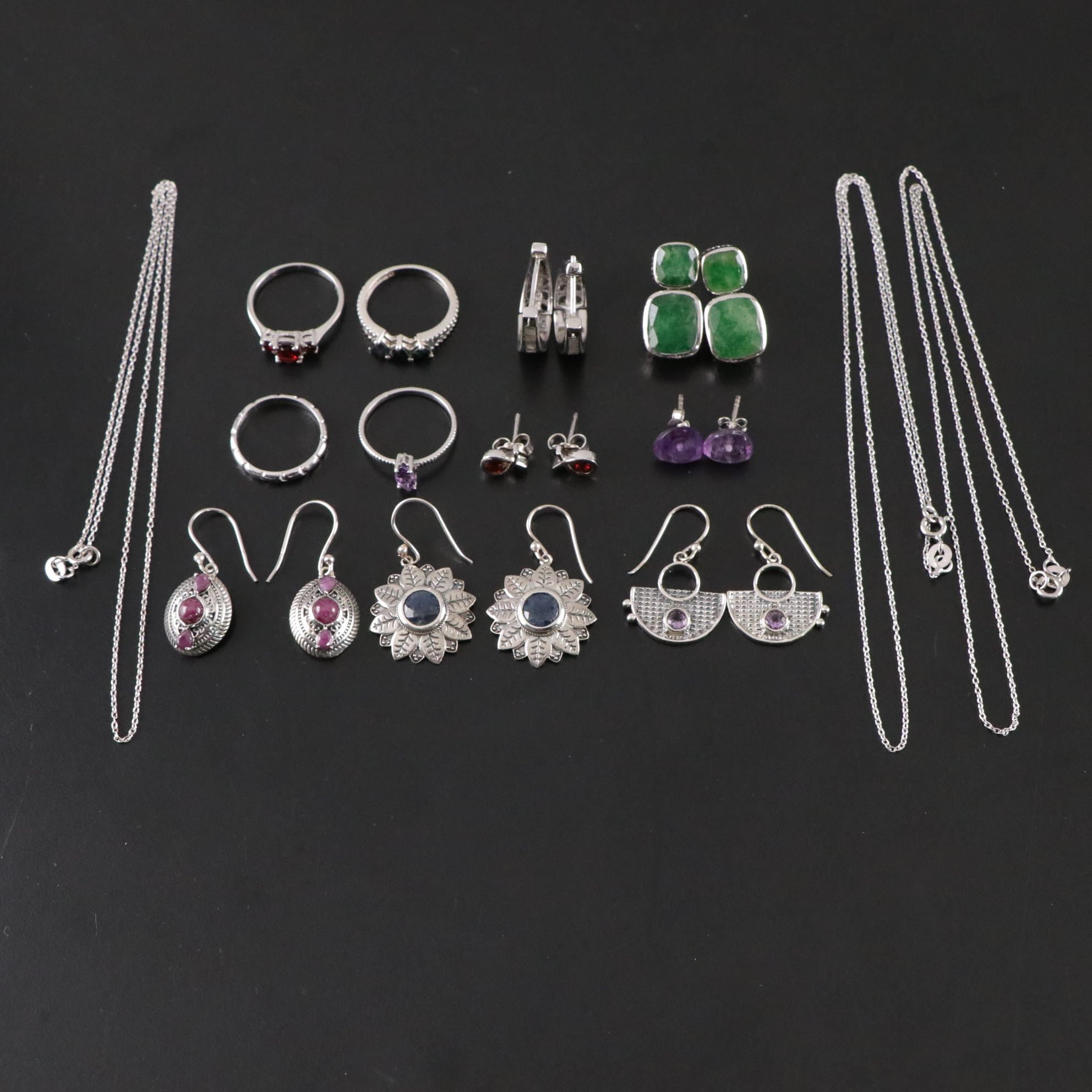 14 Assorted Sterling Silver Rings, Necklaces and Earrings | EBTH