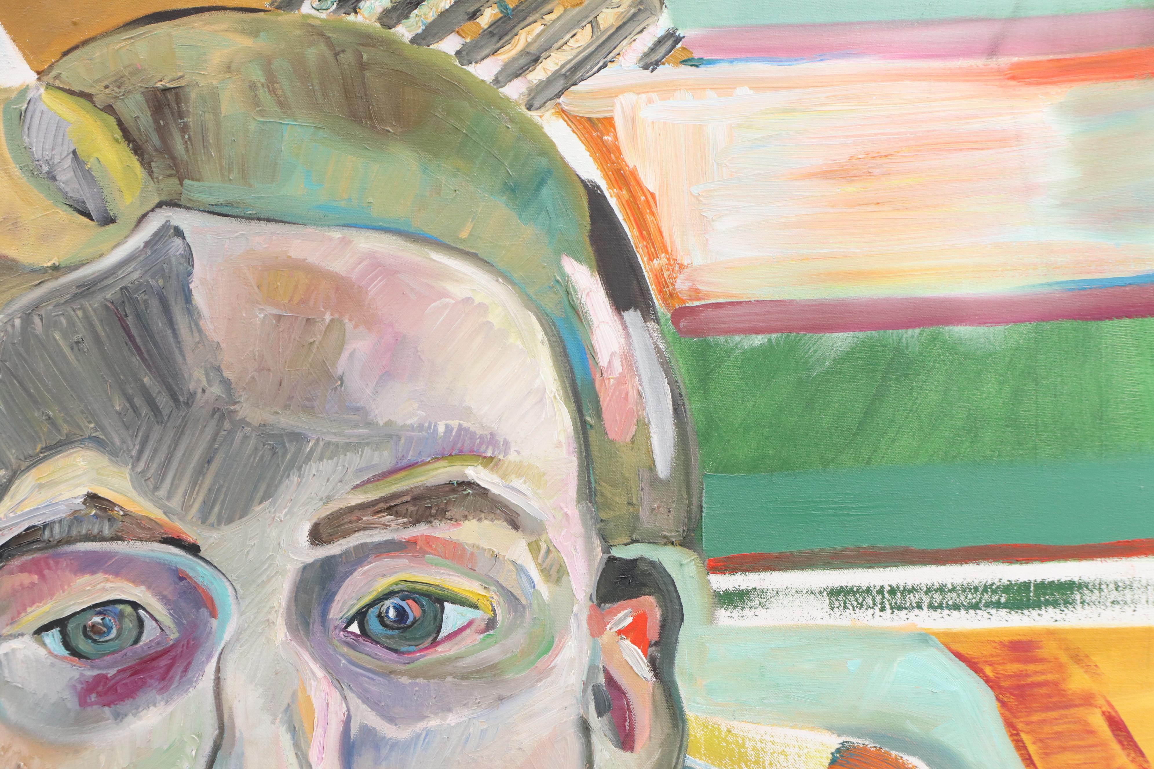 Mauri Moskowitz Stylized Portrait Oil Painting, 21st Century | EBTH