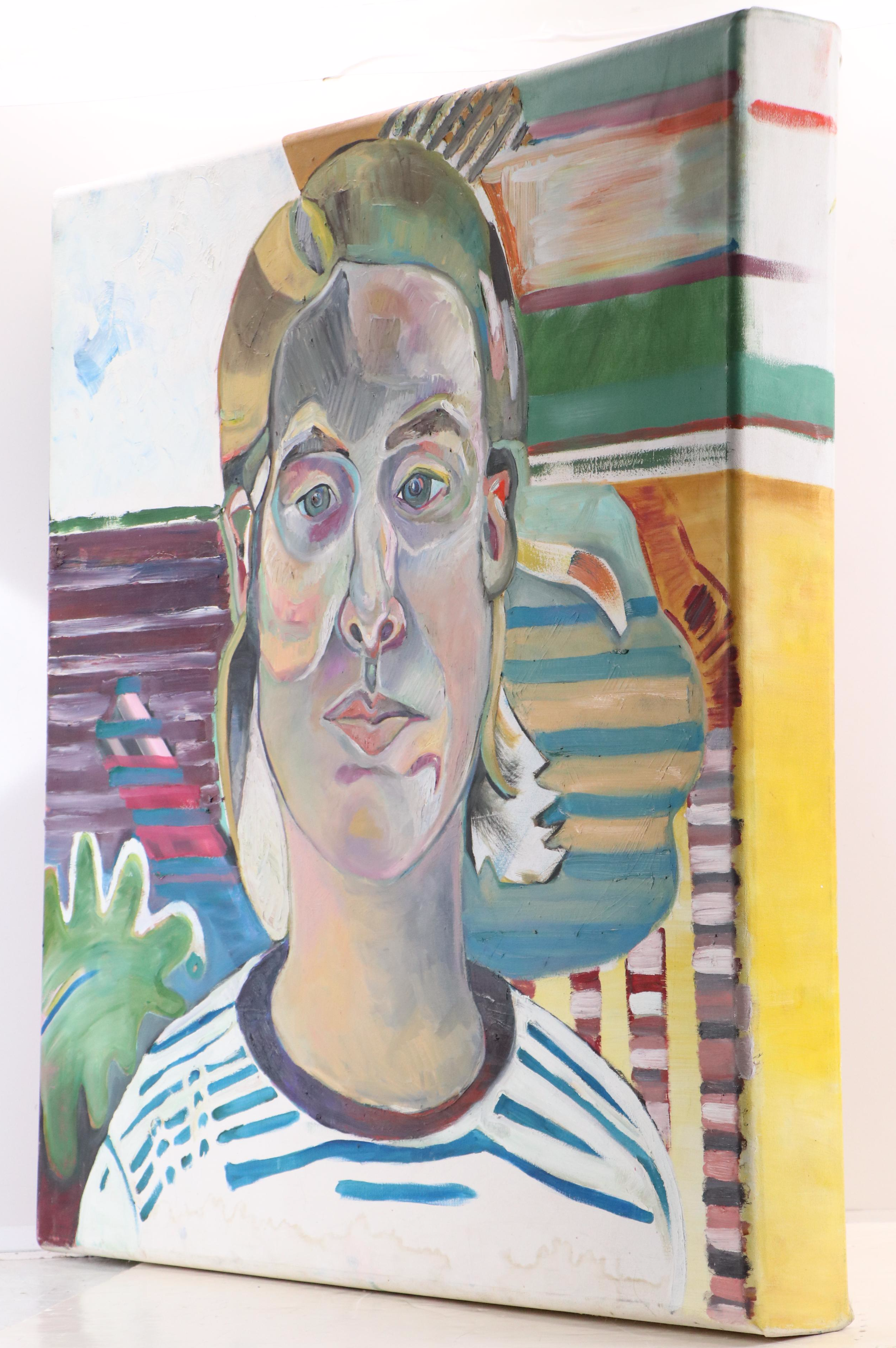 Mauri Moskowitz Stylized Portrait Oil Painting, 21st Century | EBTH