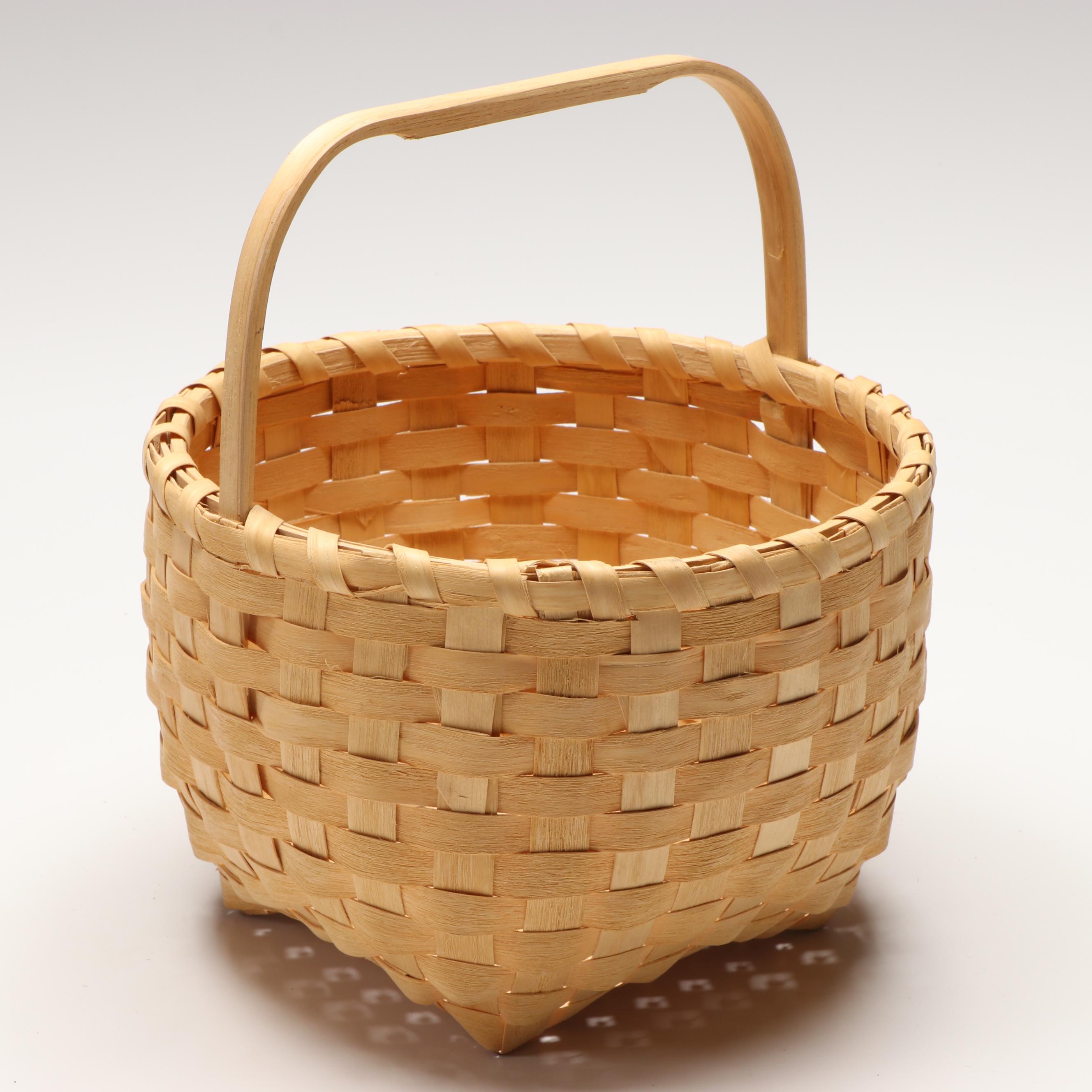 Albert Bernard Sweetgrass and Black Ash Comb Basket with Other Mi'kmaq ...