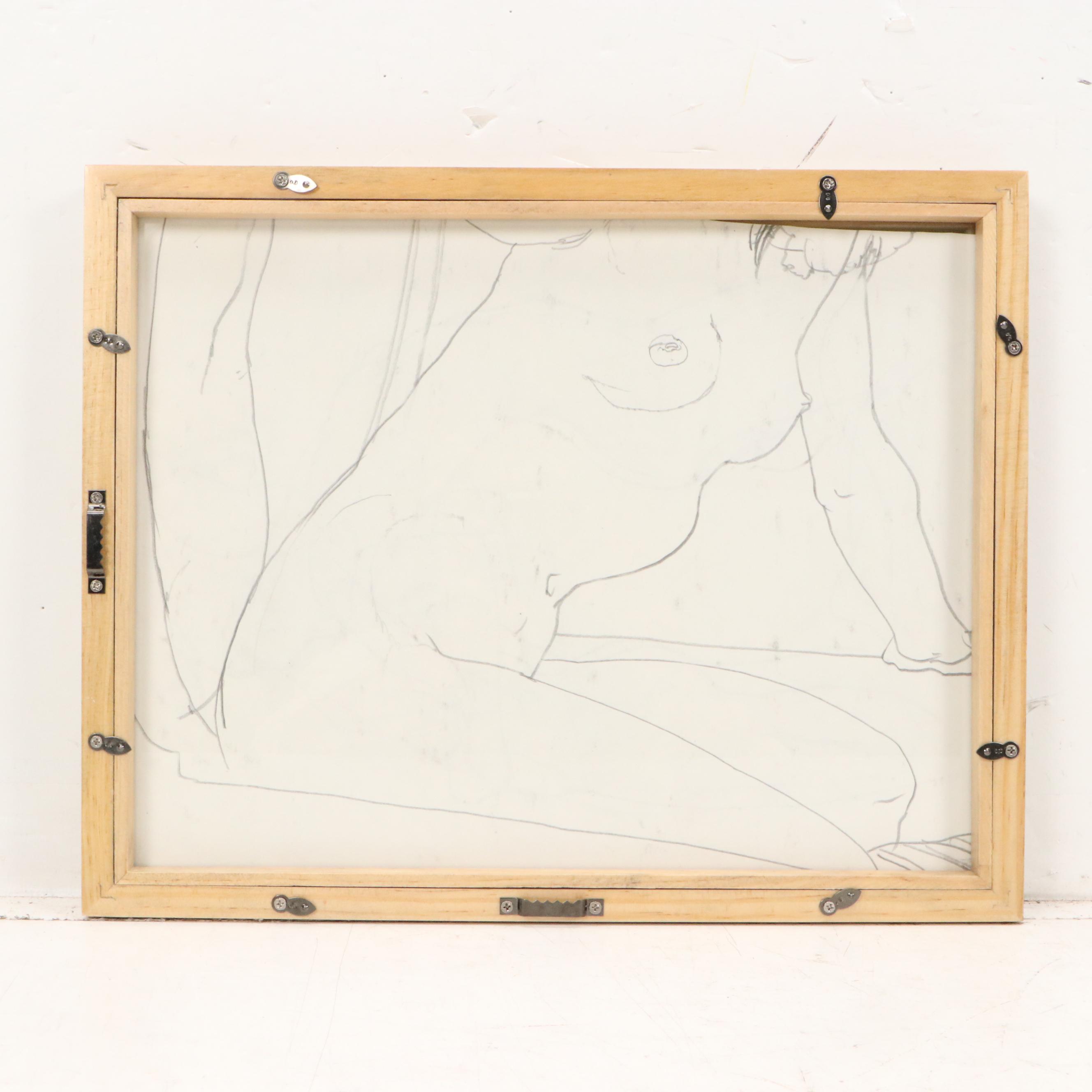 Paul Wagener Double-Sided Mixed Media Drawings of Nude Figure Studies ...