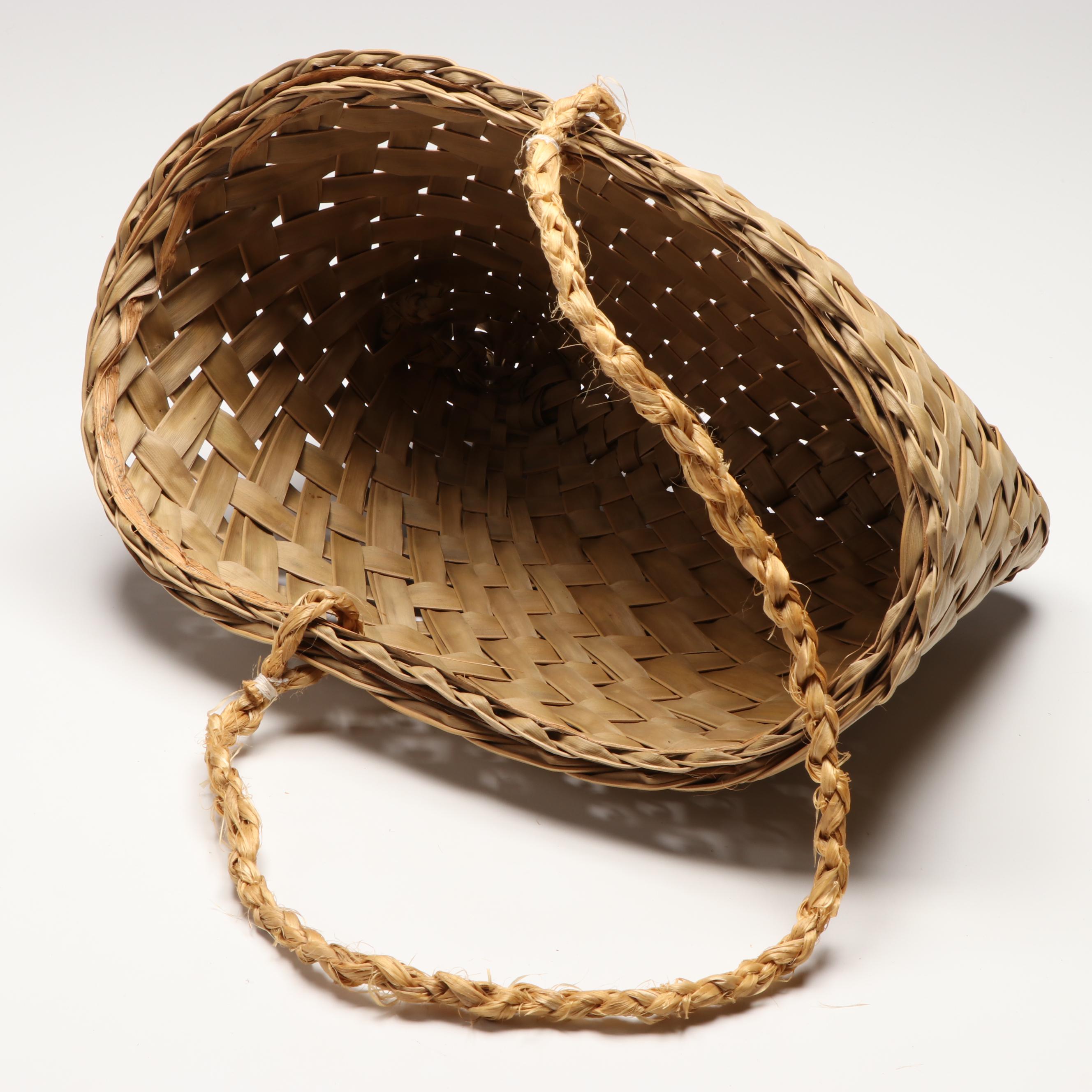 Mary Mavis Warren Pitcairn Island Woven Coconut Fiber Handled Baskets ...