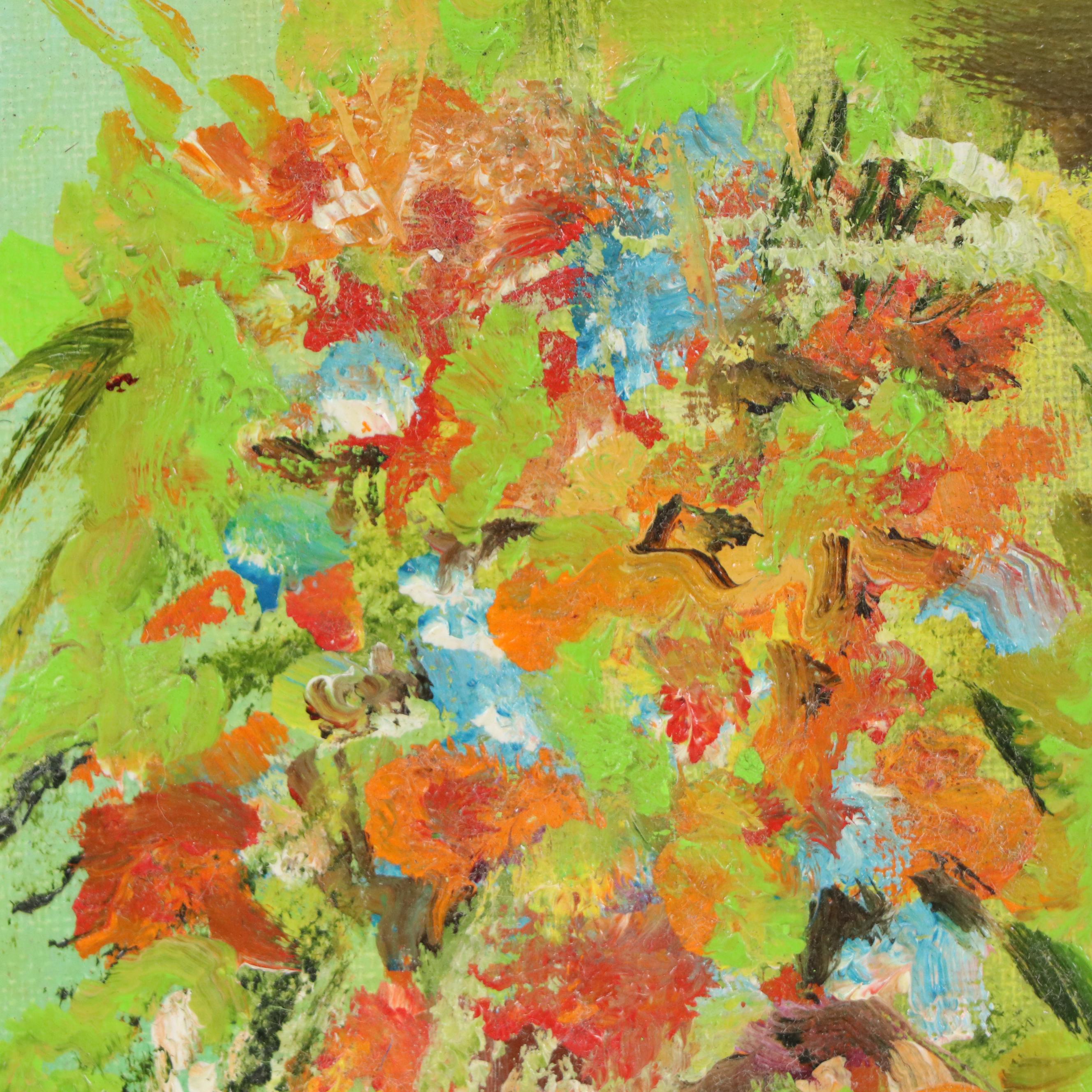 Expressionistic Style Floral Still Life Oil Painting | EBTH