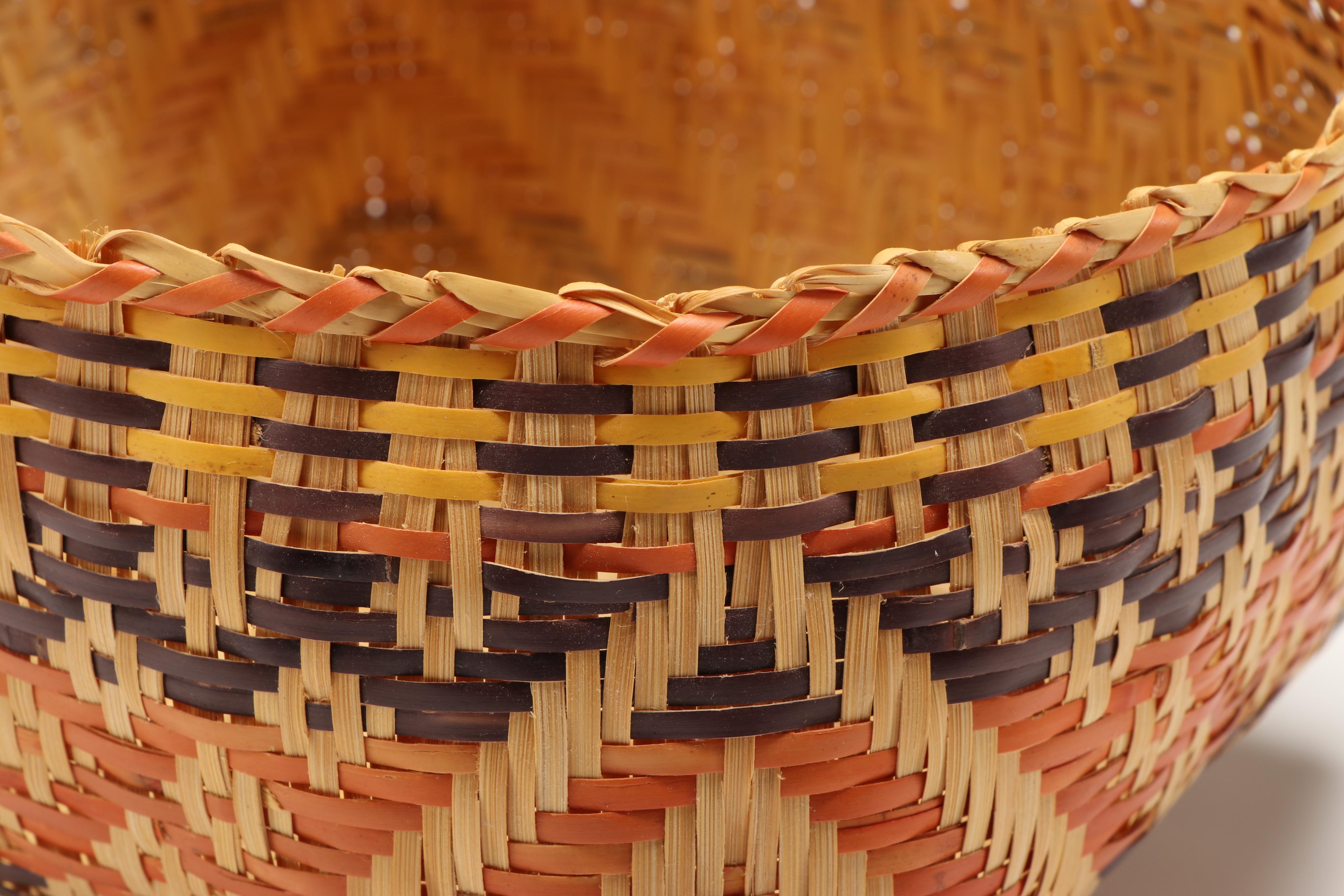 Mary Orten Chitimacha Swamp Cane Basket with Bird Eye and Worm Track ...