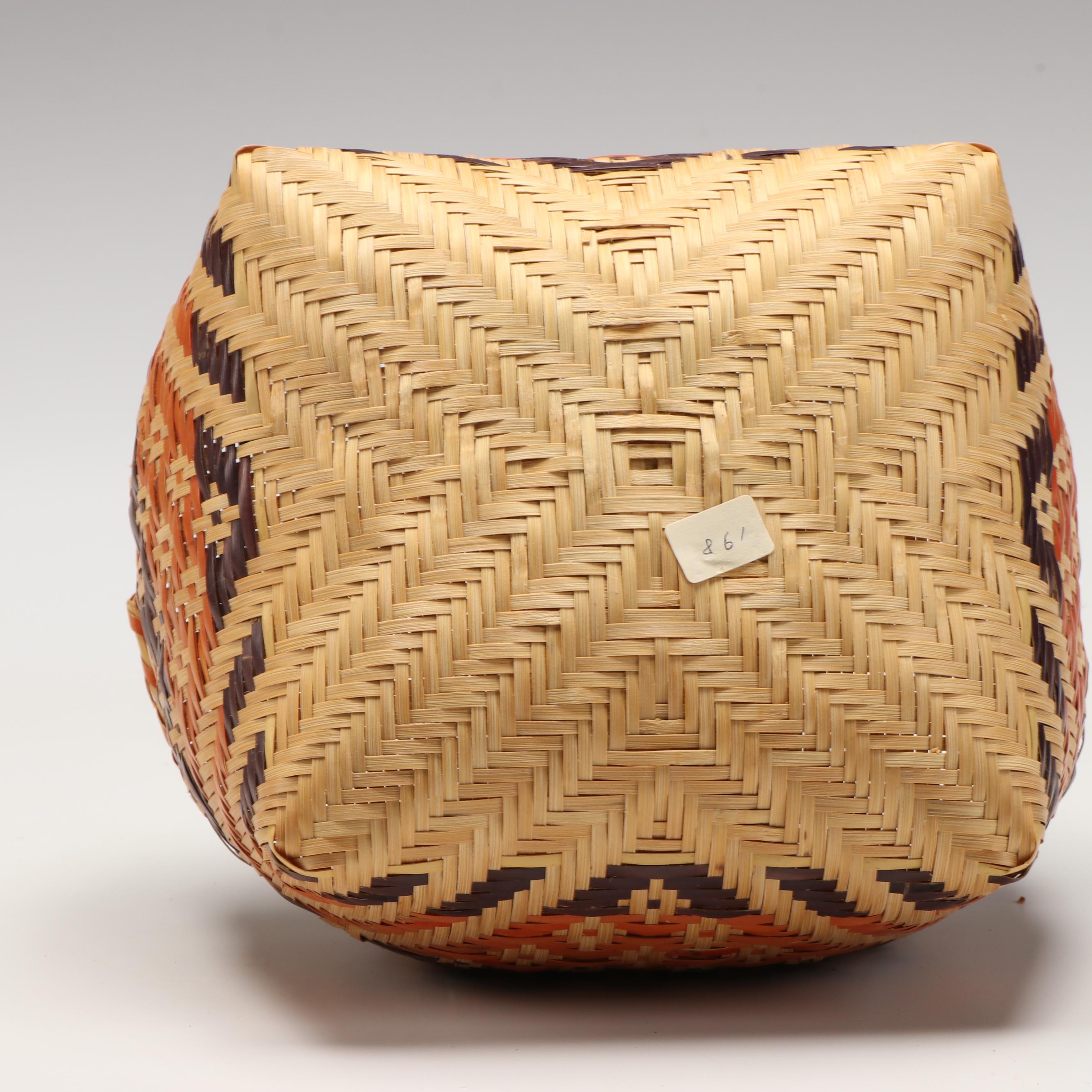 Mary Orten Chitimacha Swamp Cane Basket with Bird Eye and Worm Track ...