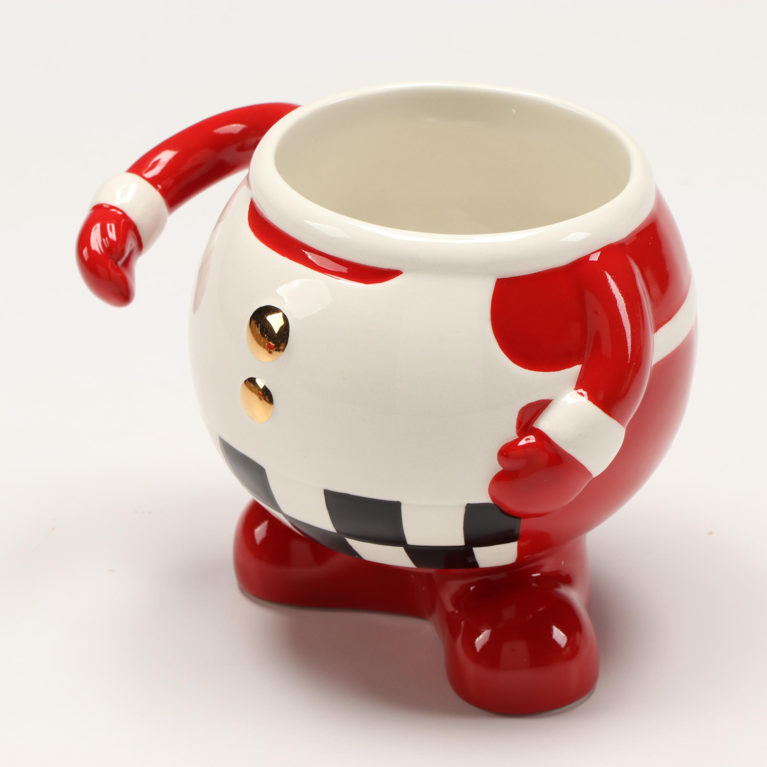 MacKenzie-Childs Ceramic Peppermint Christmas Mugs | EBTH