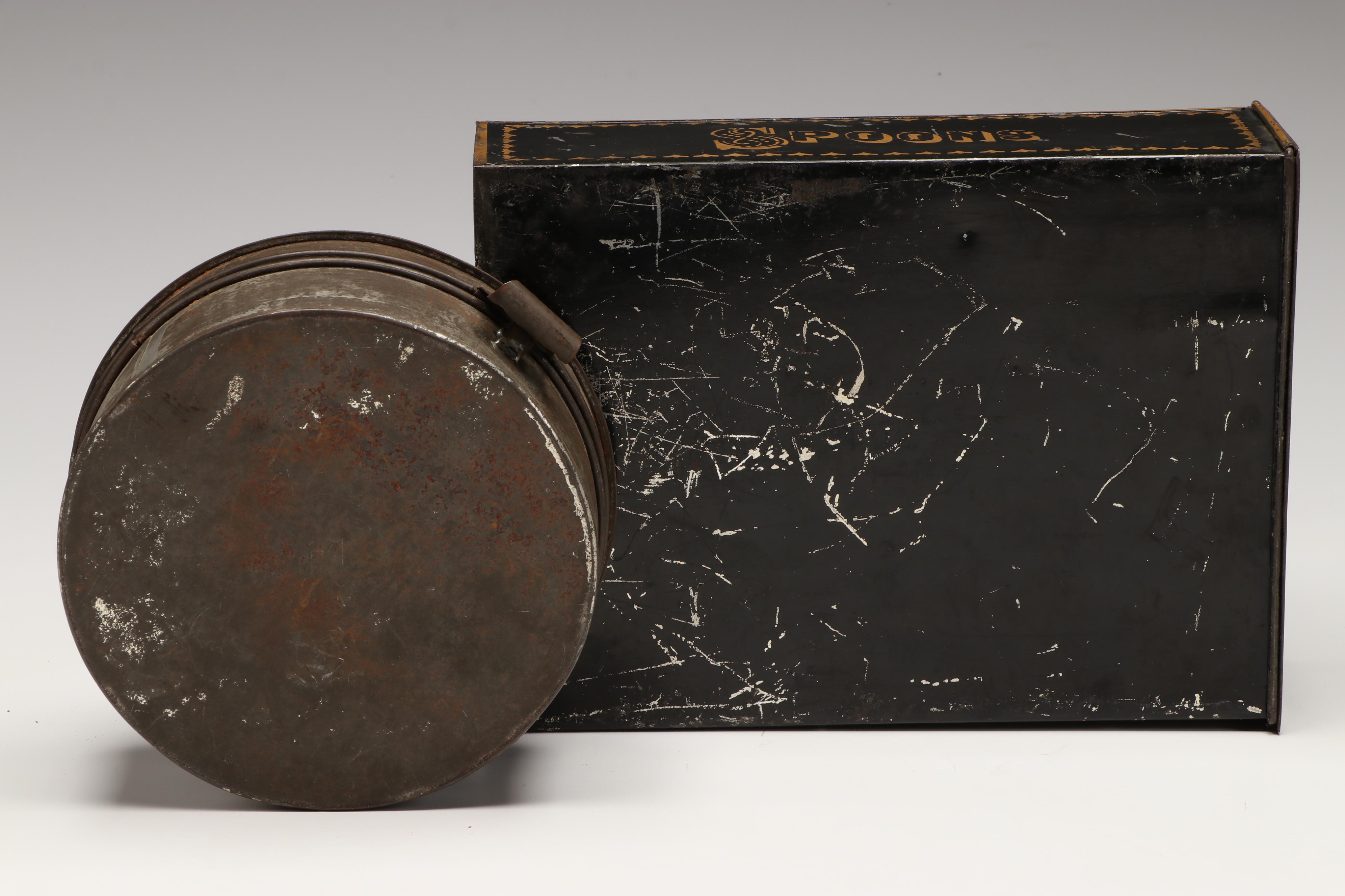 Polychrome Metal Divided Spice Drawer with Circular Metal Tea Box | EBTH