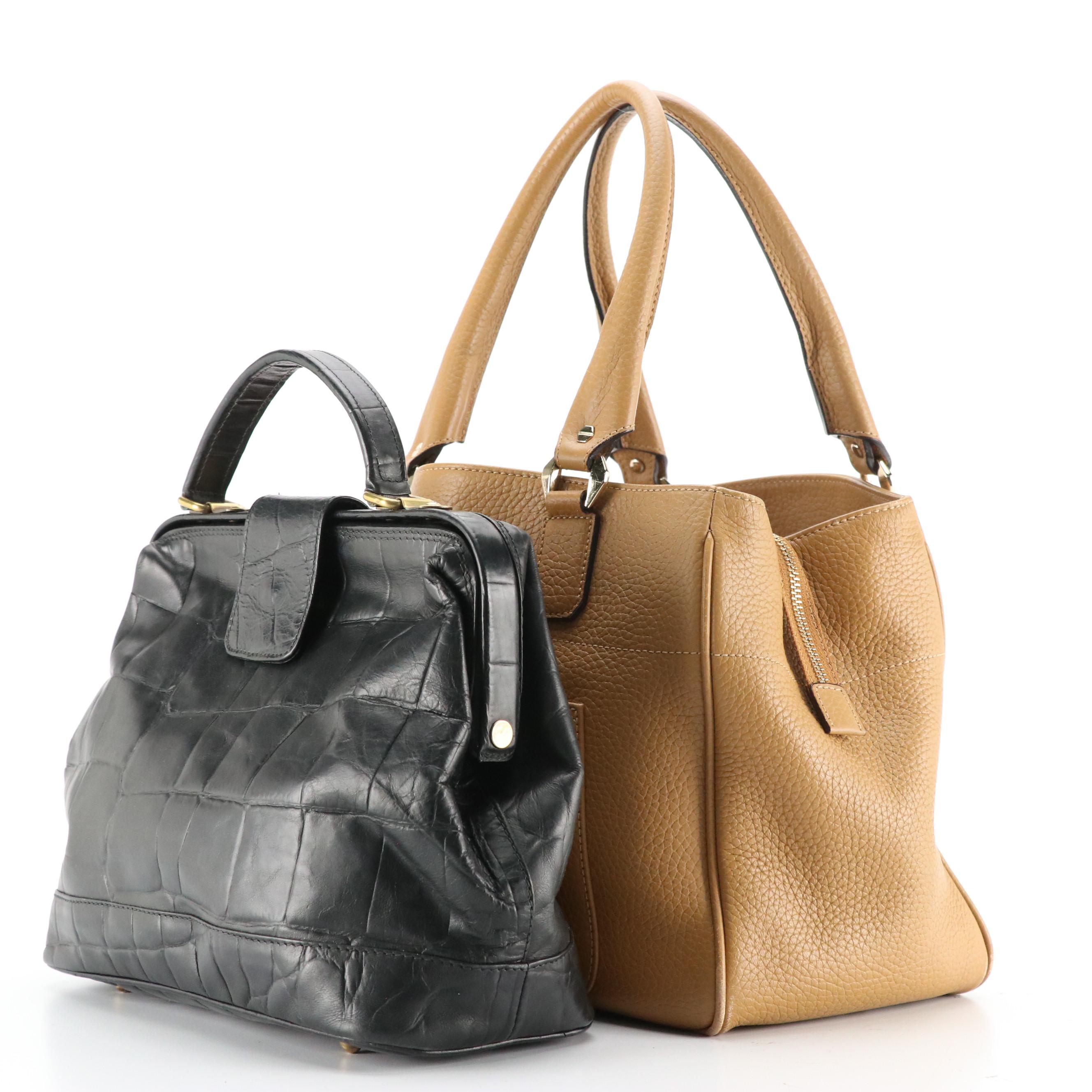 Mark Shale Vintage Embossed Leather Frame Handbag, Bruno Magli Leather ...