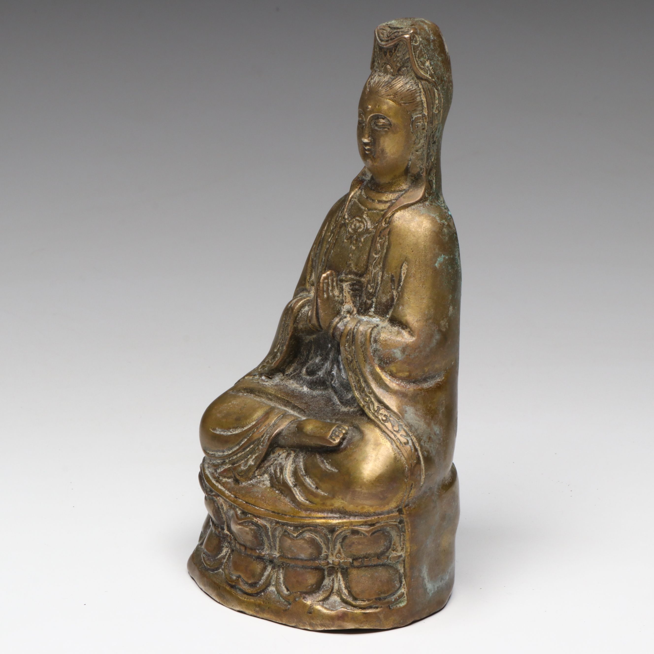 Cast Bronze Guanyin Bodhisattva Seated Altabur Figure | EBTH