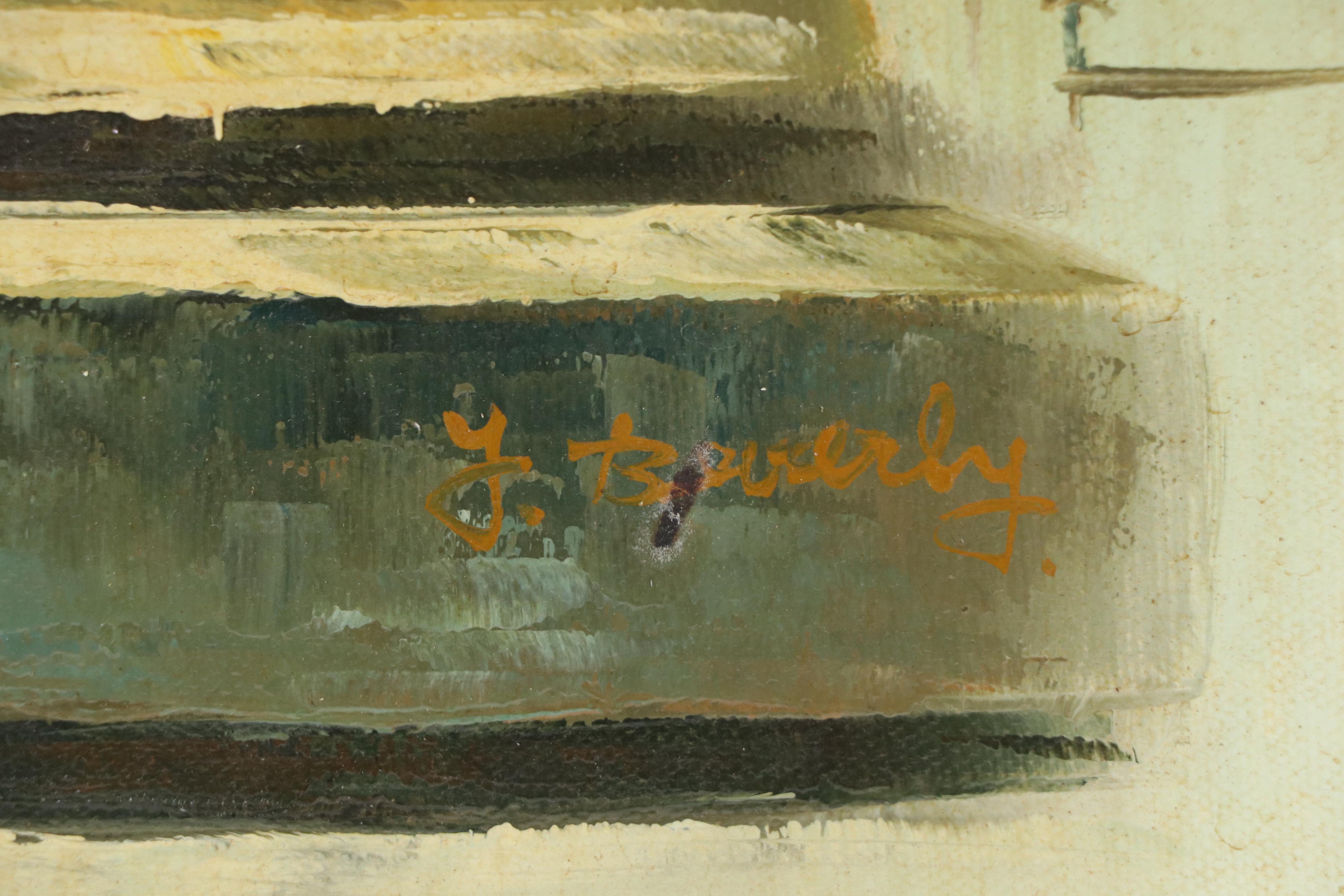 J Breurly Oil Painting of Bouquet in Window, Mid-20th Century | EBTH