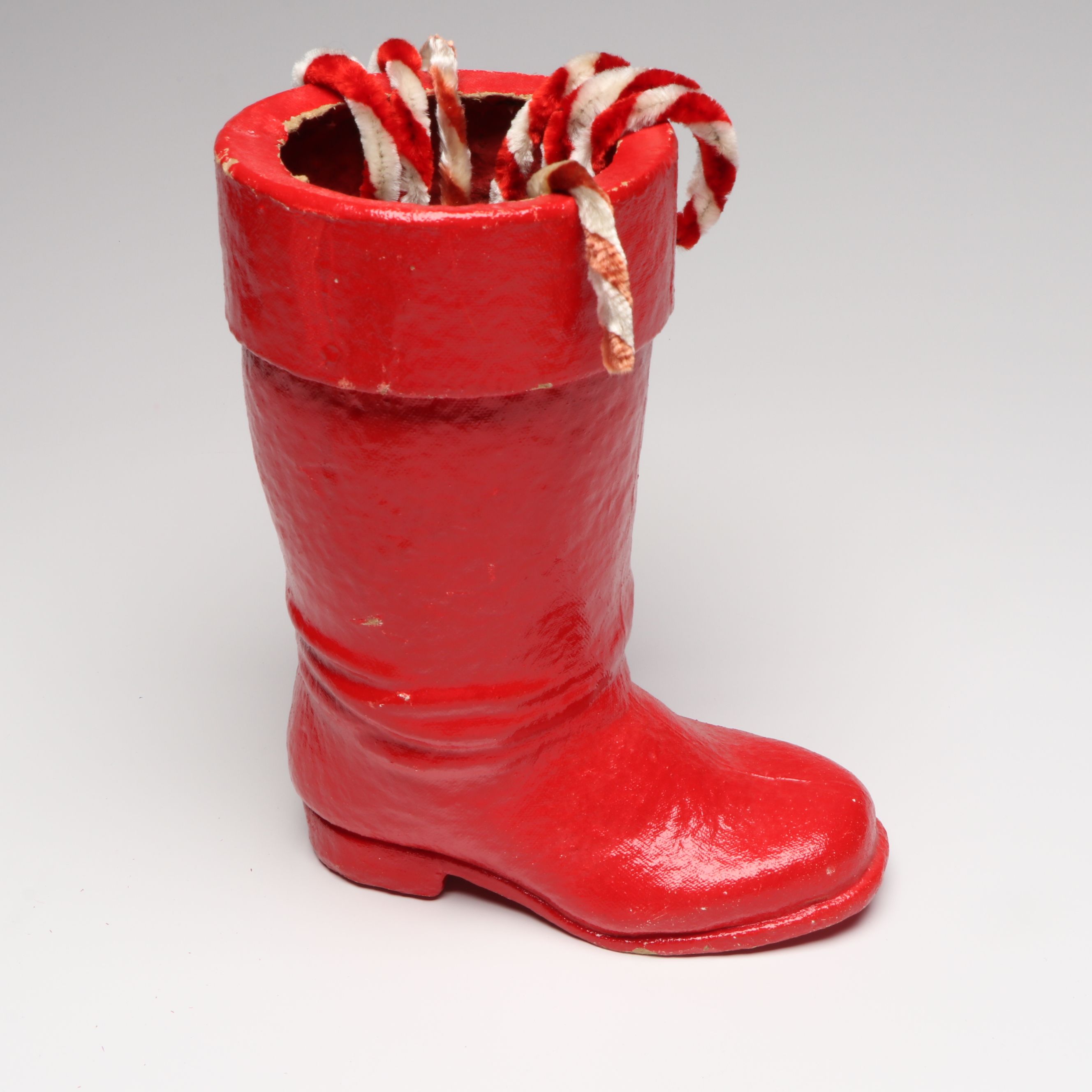 Papier-Mâché Santa Boot with Paper Bells and Reindeer | EBTH