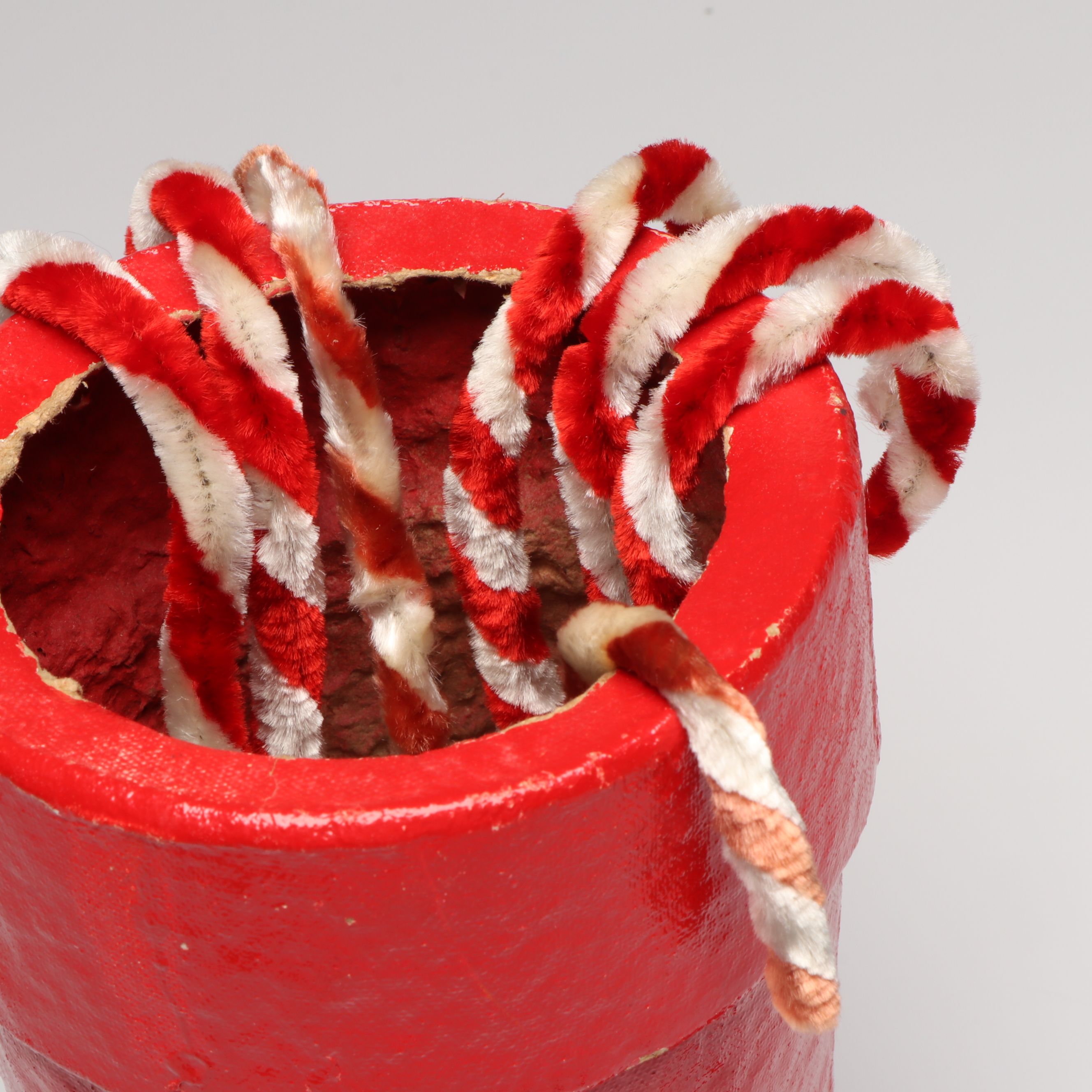 Papier-Mâché Santa Boot with Paper Bells and Reindeer | EBTH