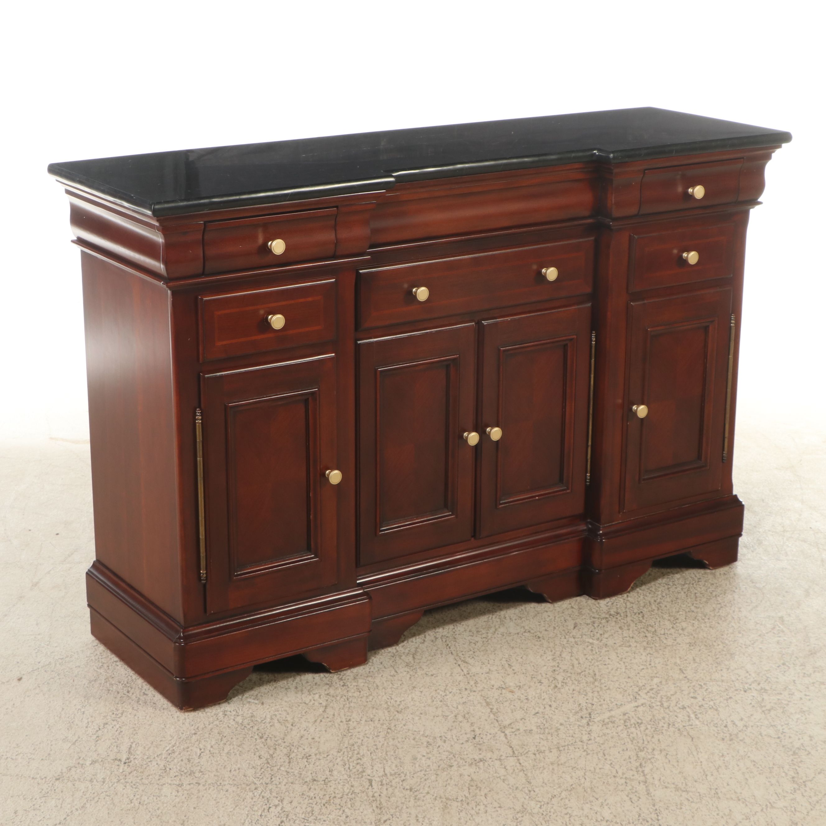 Universal Furniture Traditional Mahogany Finish Buffet with Marble Top ...