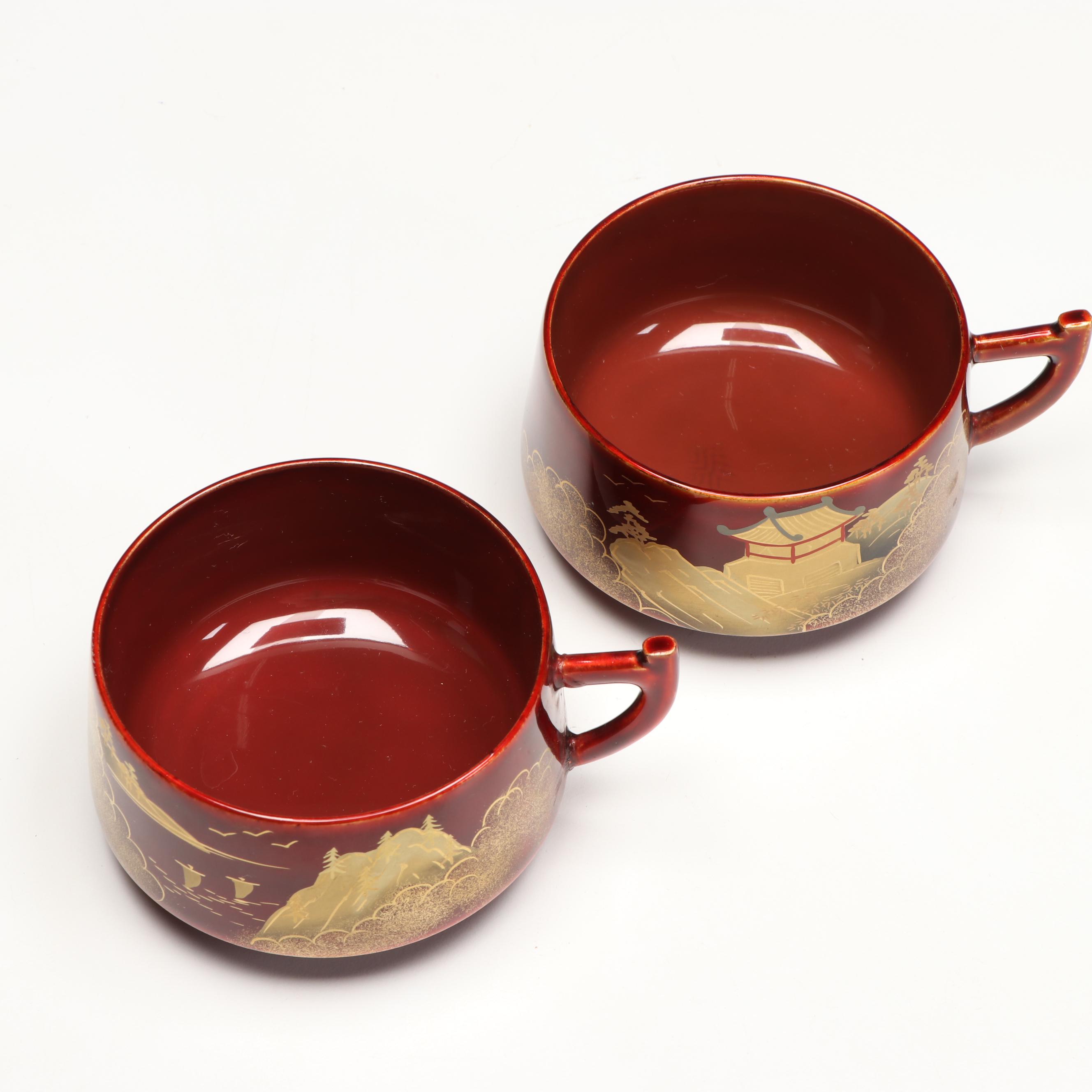 Red and Gilt Decorated Resin Tea Service | EBTH