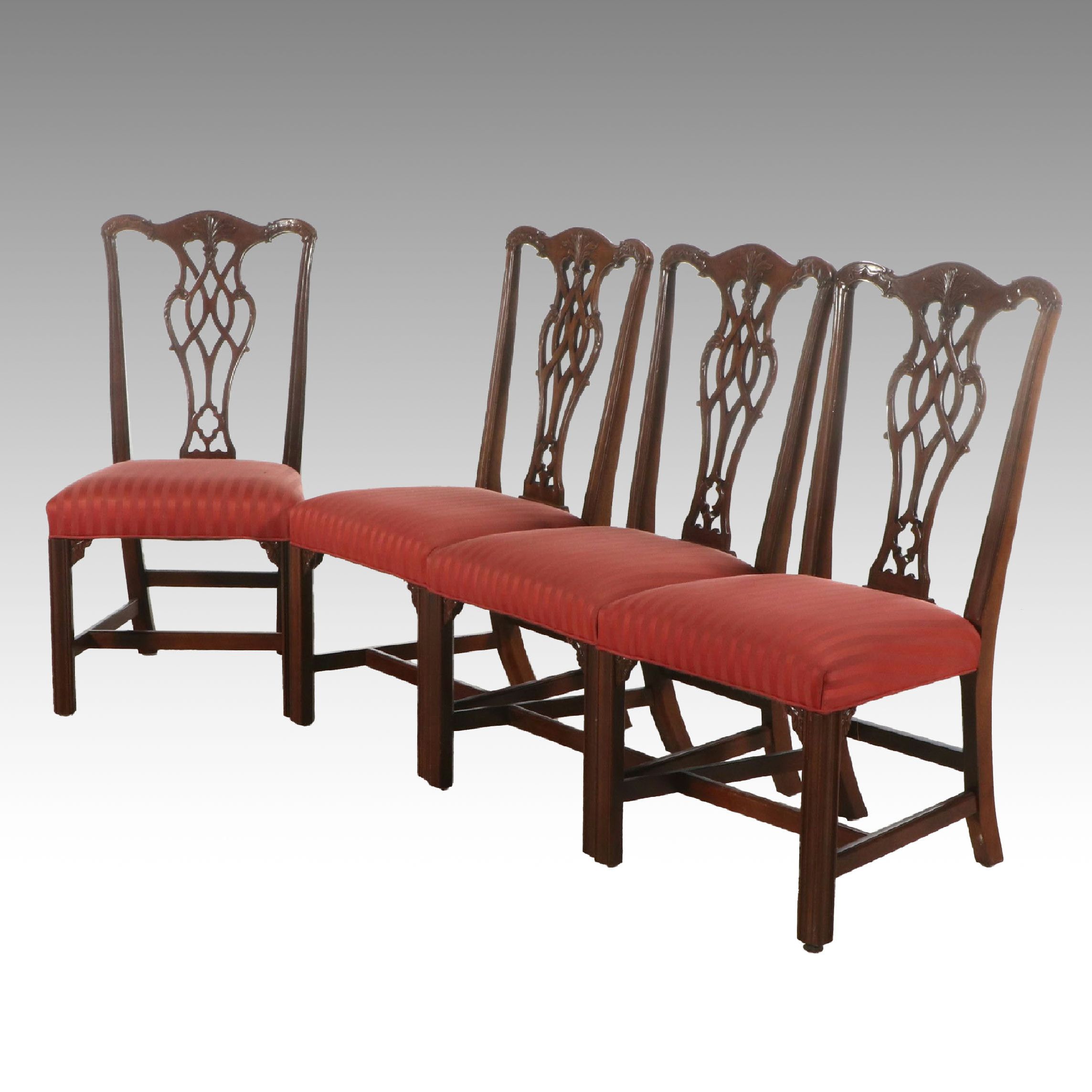 Set of Four Henredon Chippendale Style Ribbon-Back Mahogany Dining ...
