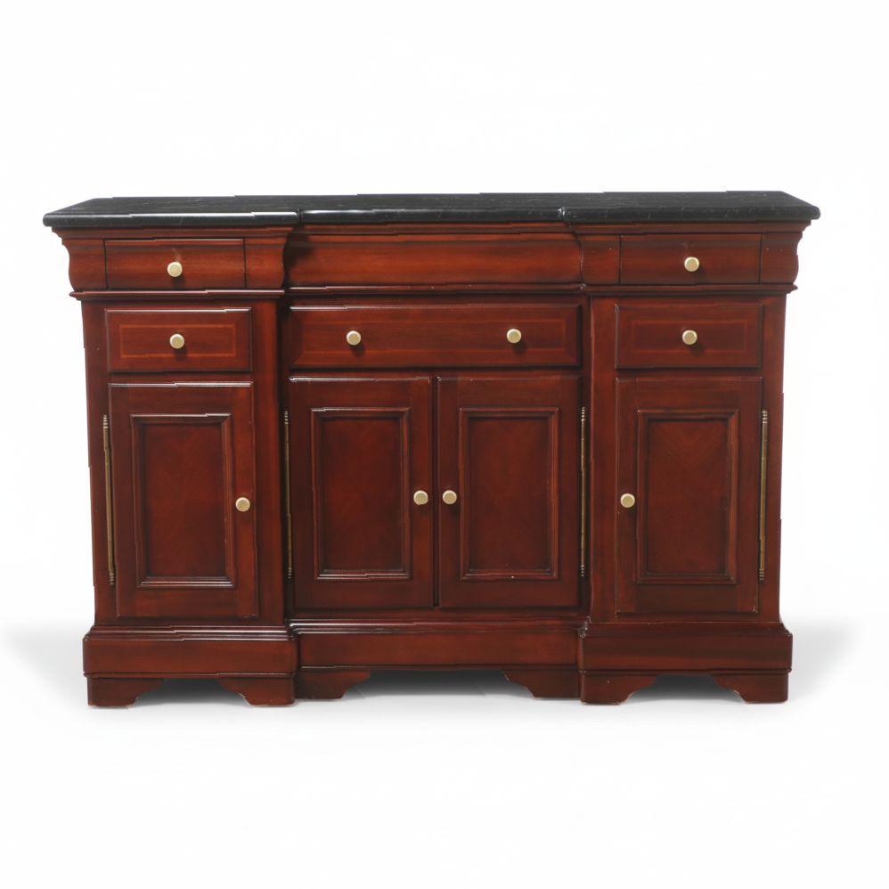 Universal Furniture Traditional Mahogany Finish Buffet with Marble Top ...