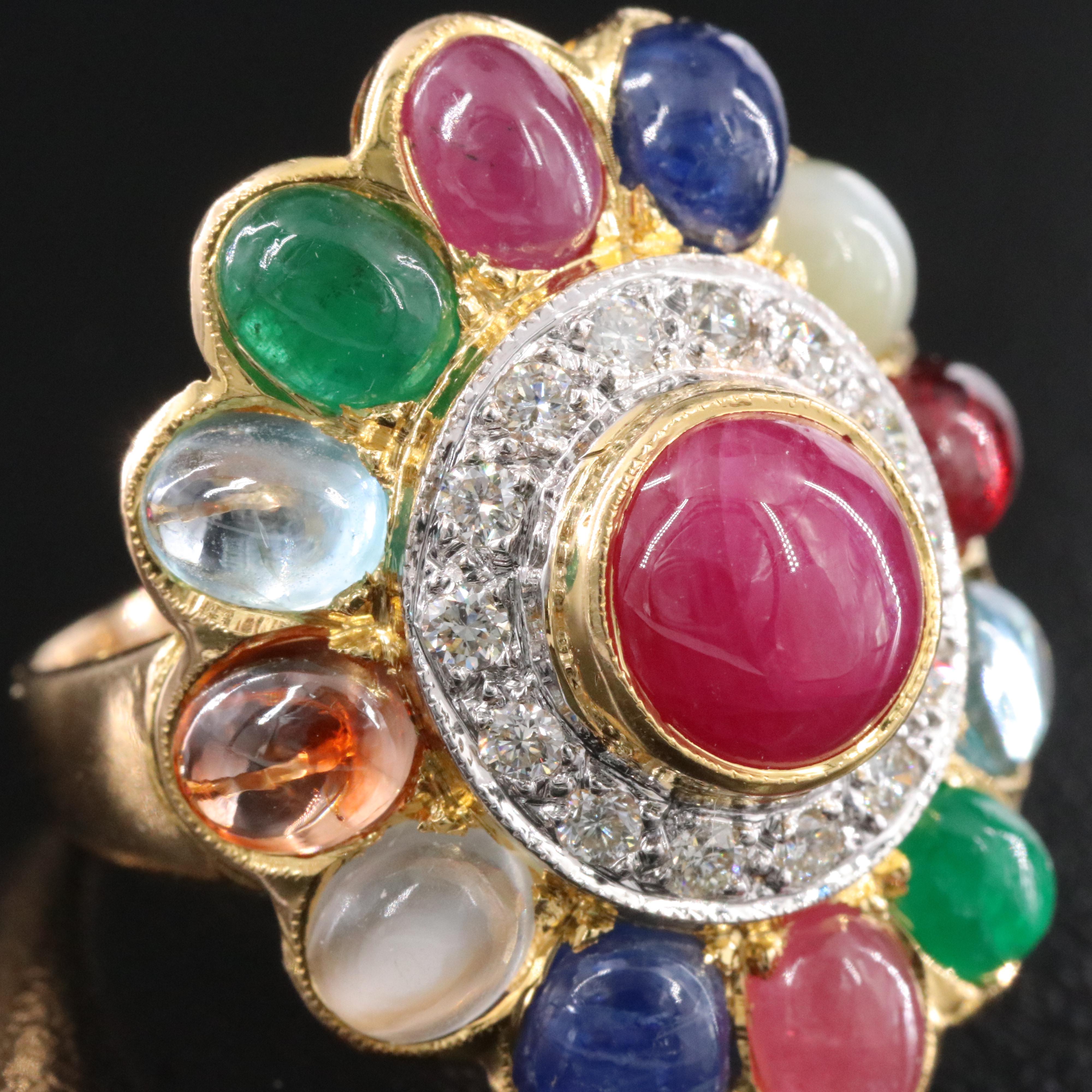 18K Gemstone and Diamond Ring | EBTH