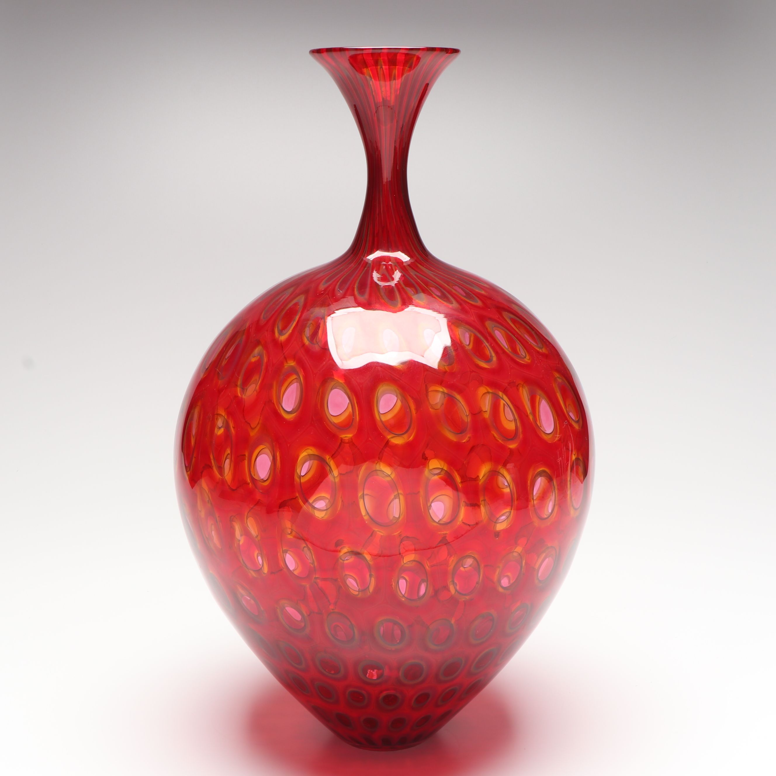 Sam Stang Handblown Art Glass Vase with Murrine Caning | EBTH