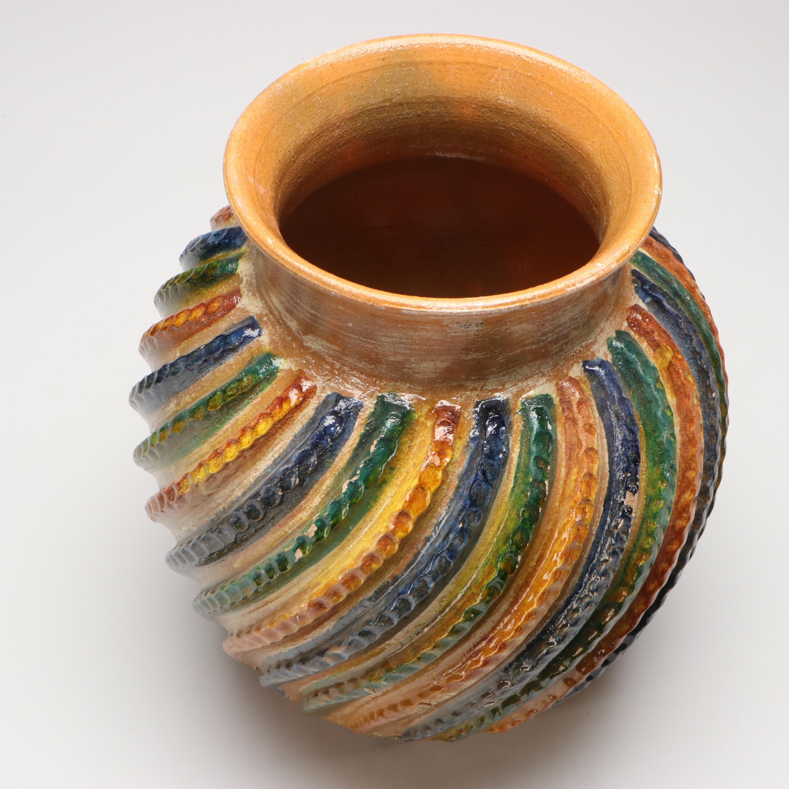 Mid Century Style Tri-Color Ceramic Vase | EBTH