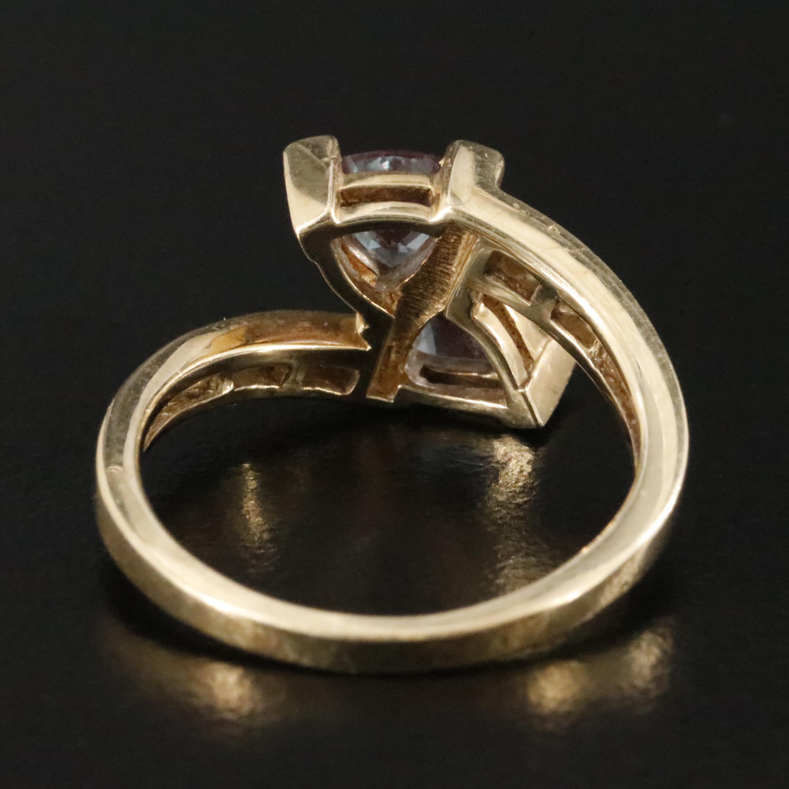 10K Color Change Sapphire and Diamond Bypass Ring | EBTH