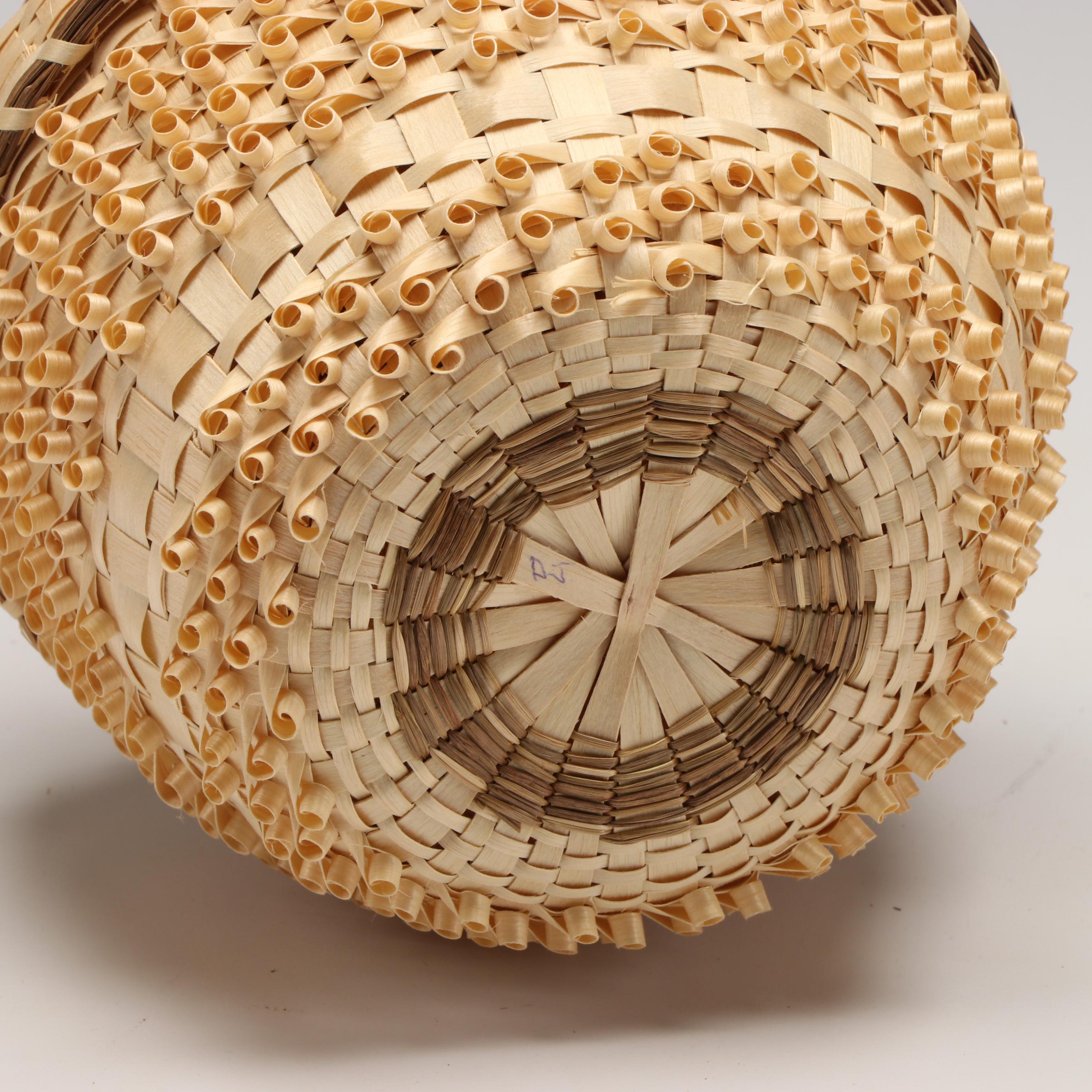 Denise Jock Mohawk Handwoven Black Ash and Sweetgrass Basket | EBTH