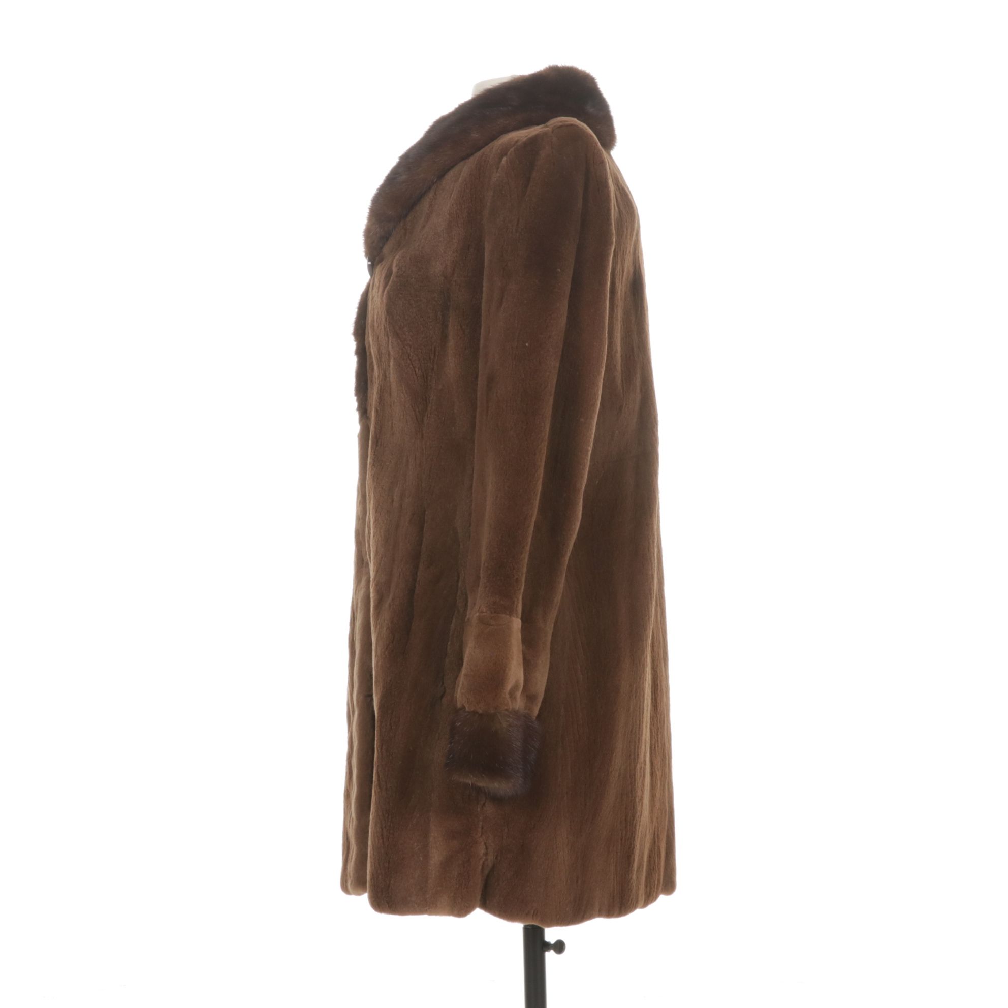 Sheared Mink Fur Stroller with Mink Fur Trim Collar and Cuffs | EBTH